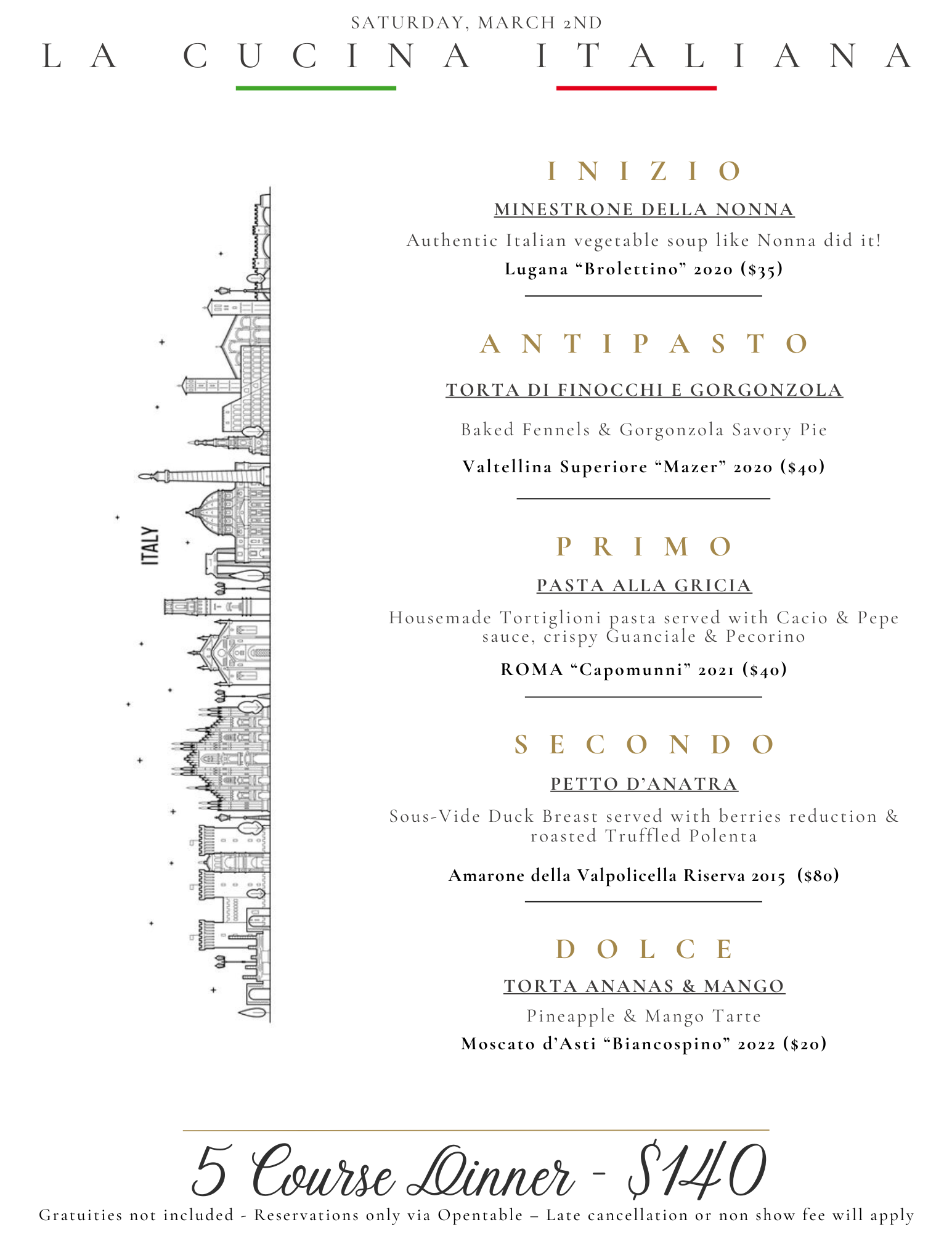 5 courses Dinner — Rosmarino