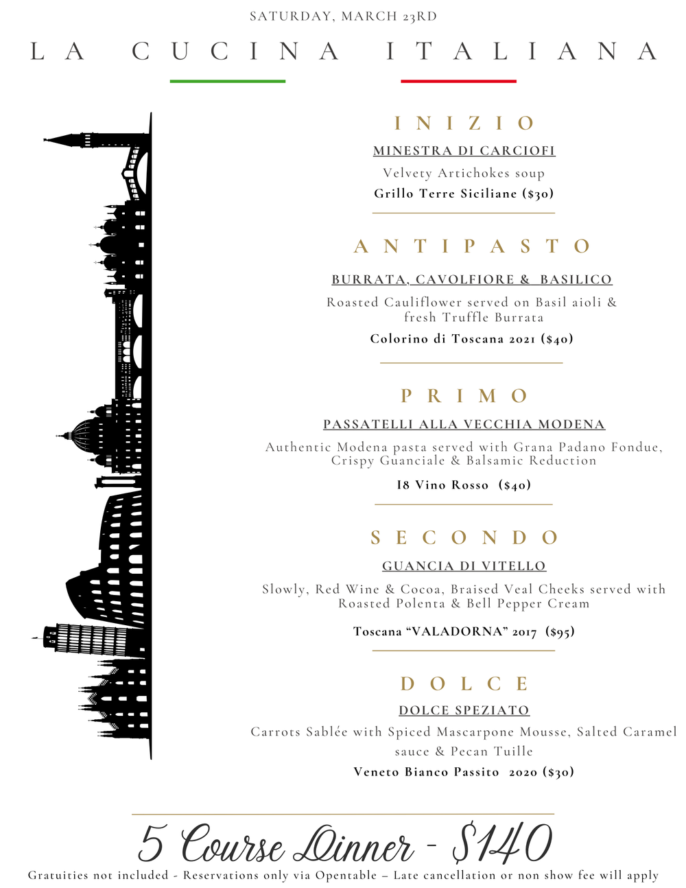 5 courses Dinner — Rosmarino