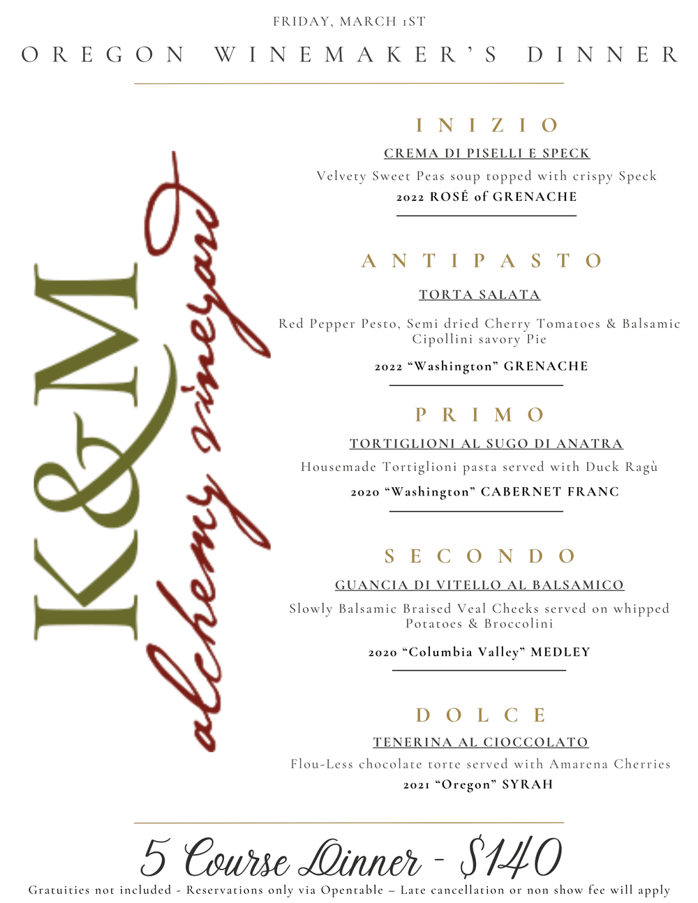 5 courses Dinner — Rosmarino