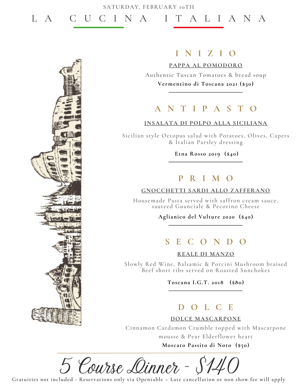 5 courses Dinner — Rosmarino
