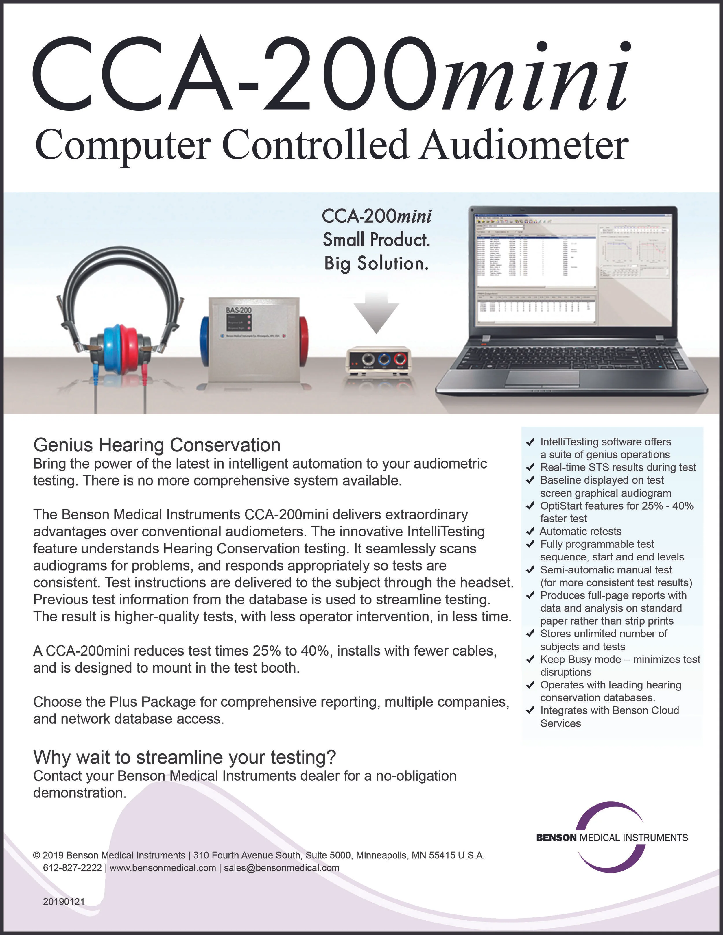 CCA-200mini — Benson Medical Instruments | Audiometer, Spirometer, Fit ...