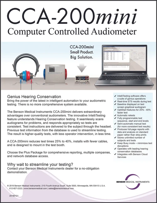 CCA-200mini — Benson Medical Instruments | Audiometer, Spirometer, Fit ...