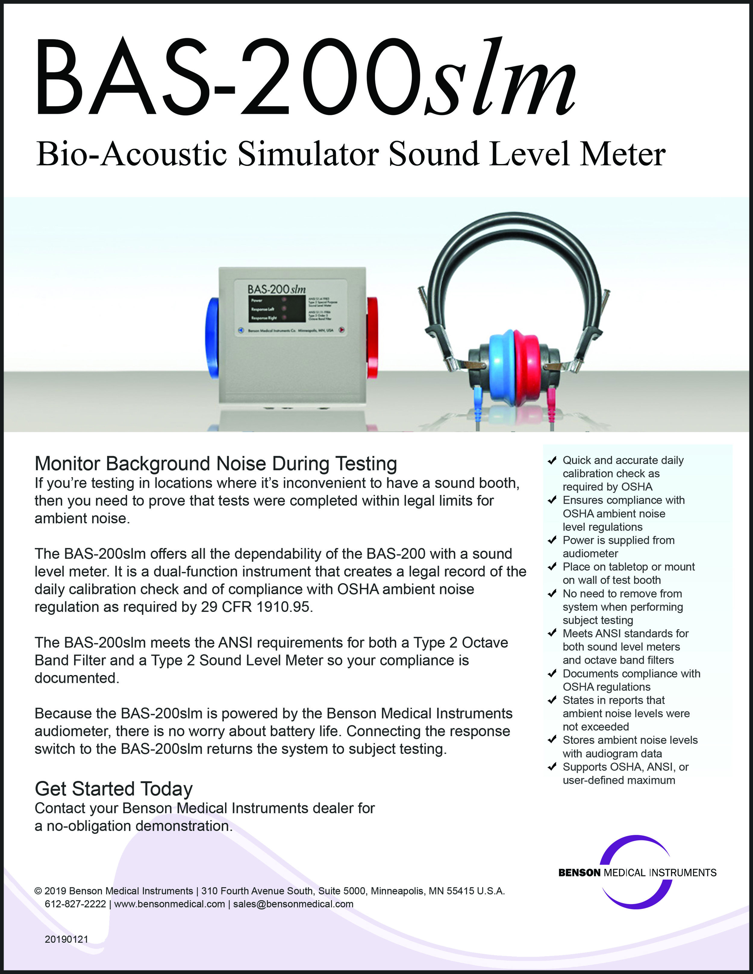 BAS-200slm — Benson Medical Instruments | Audiometer, Spirometer, Fit ...