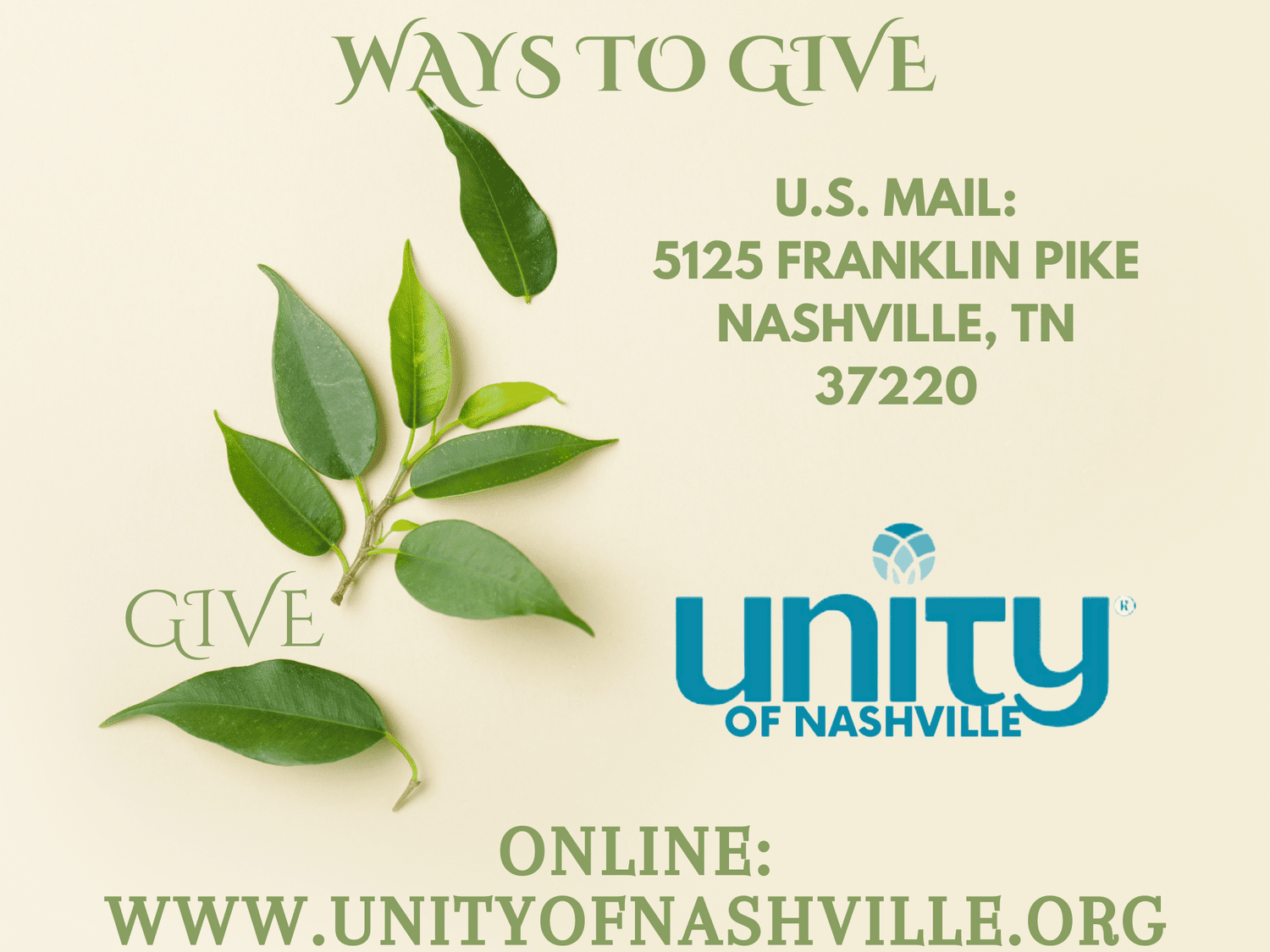 Donate — Unity of Nashville