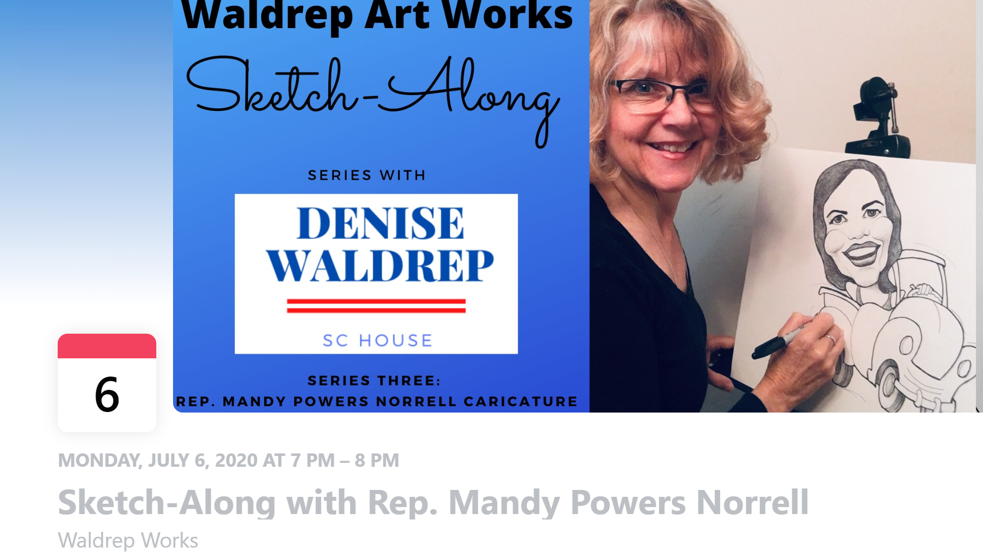 Waldrep Art Works Sketch Along series: Mandy Powers Norrell Caricature ...