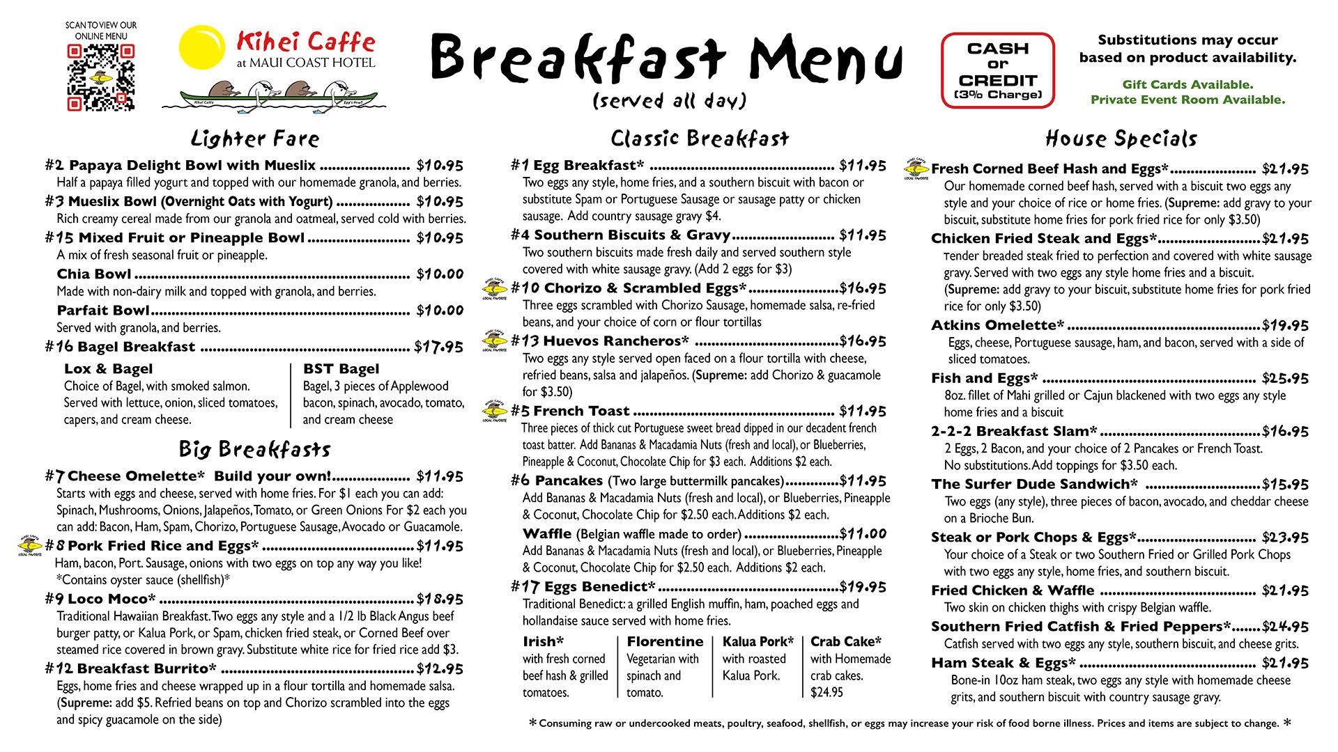 Menu — Kihei Caffe