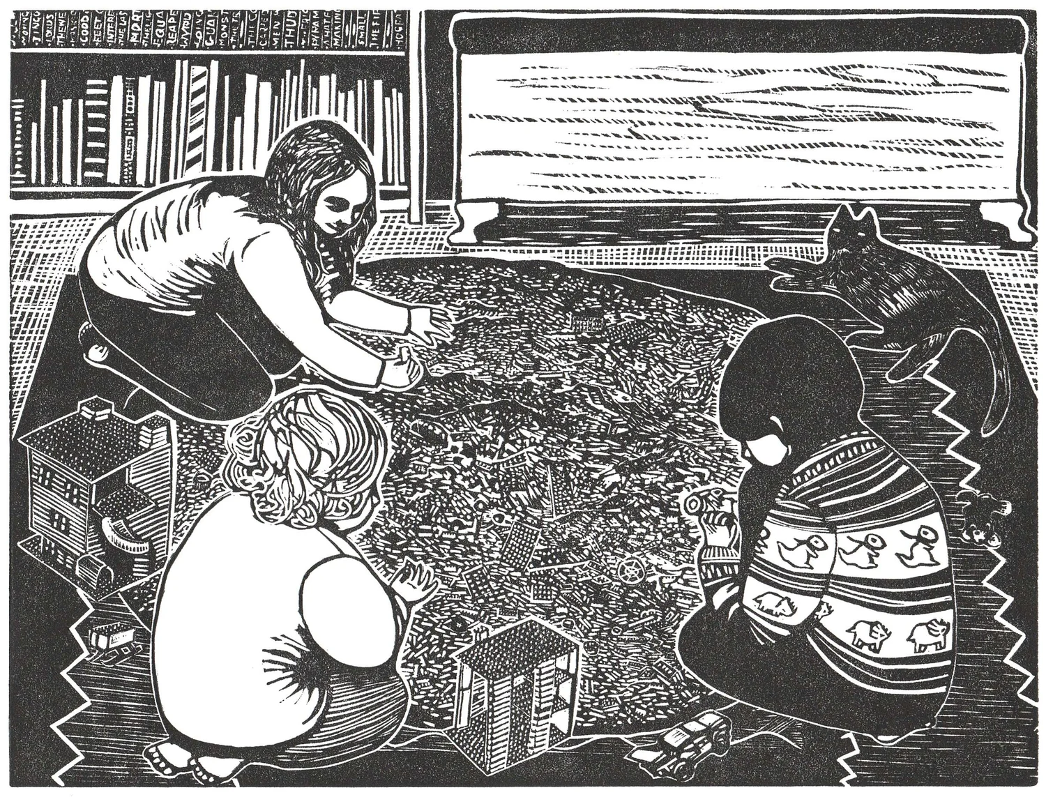Cat Moore Printmaker — Lockdown LEGO limited edition linocut print