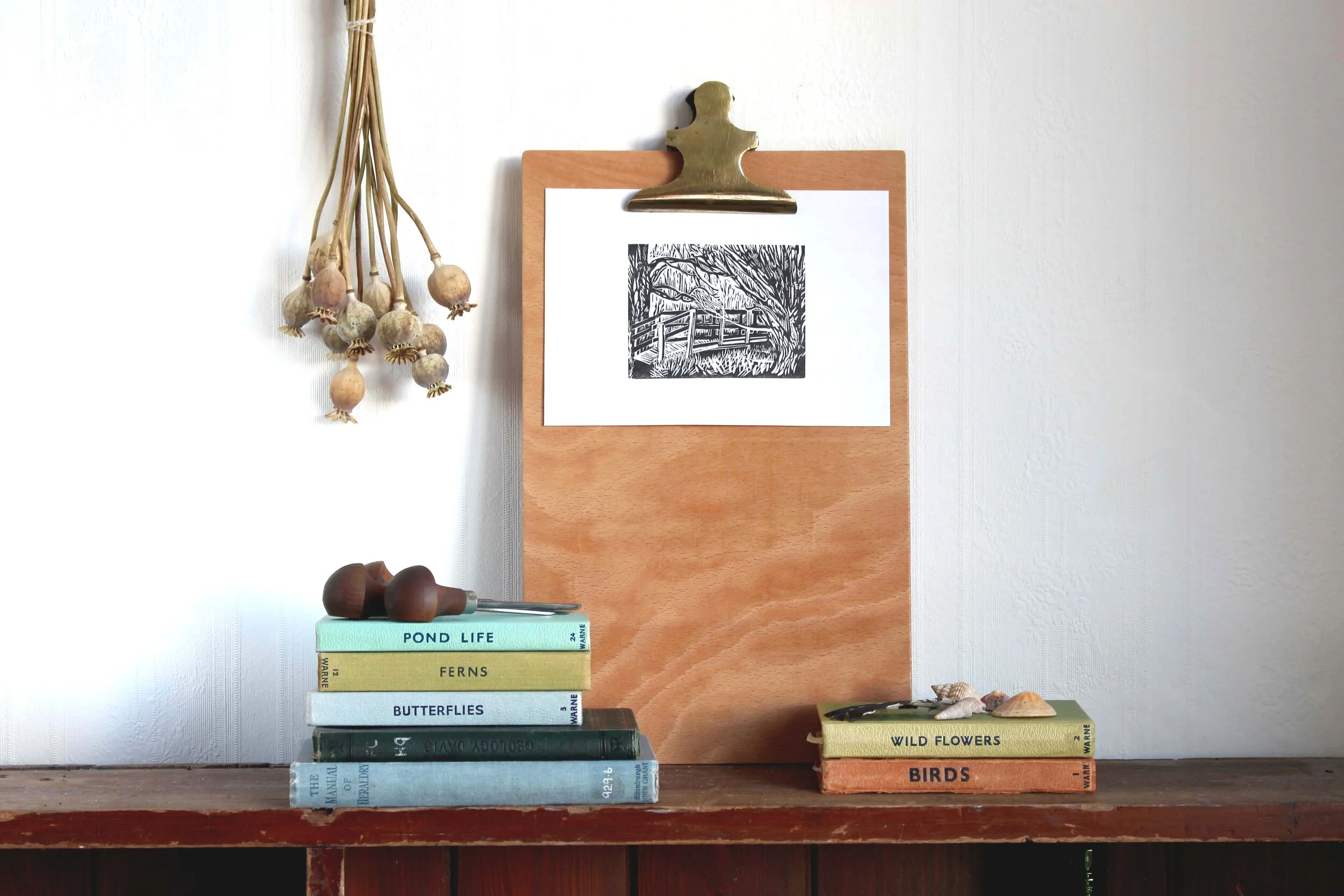 Cat Moore Printmaker — Pooh-Sticks Bridge limited edition linocut print