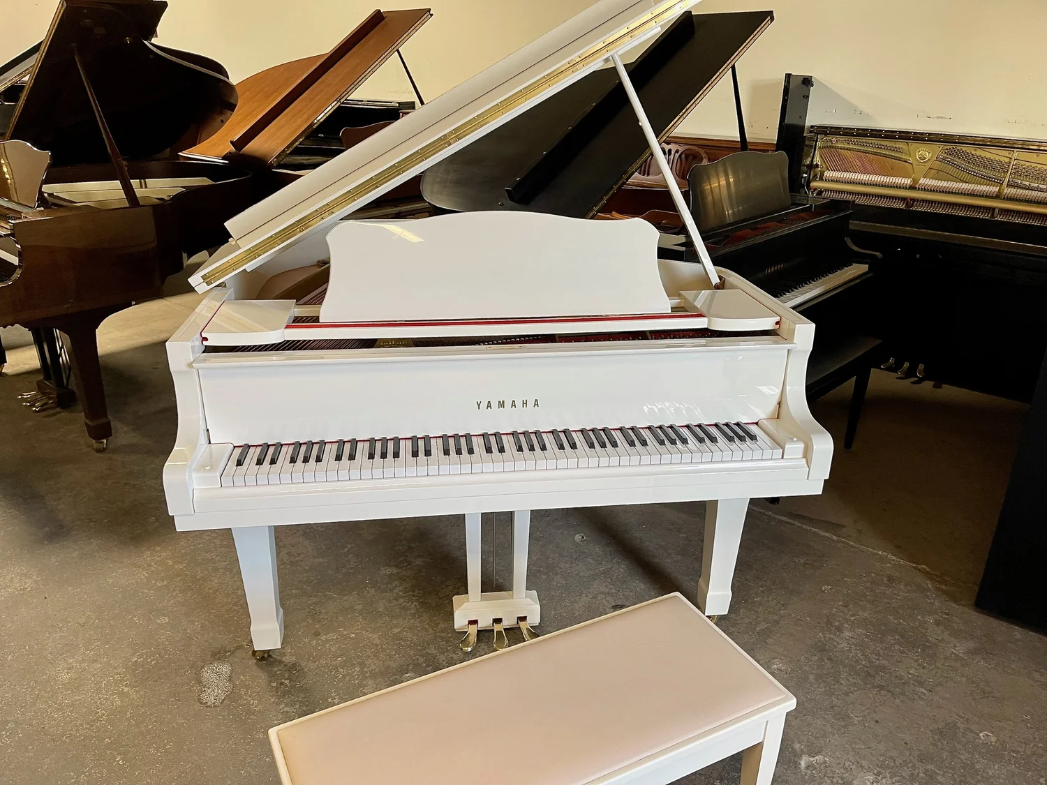 White Baby Grand Piano Yamaha