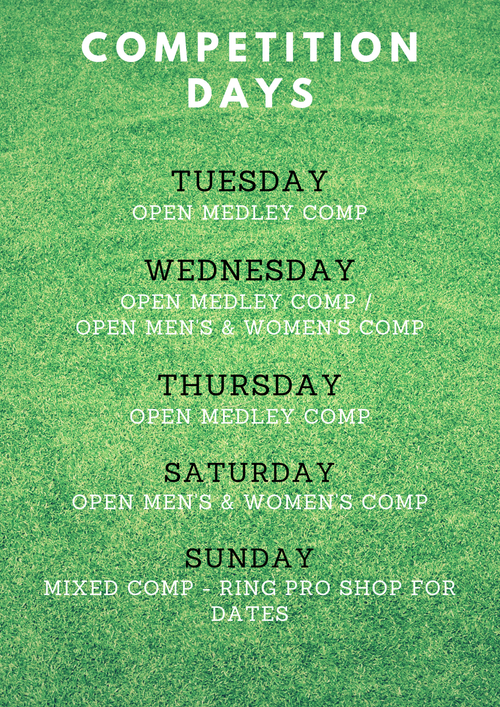 Competition Days — SPRINGWOOD COUNTRY CLUB