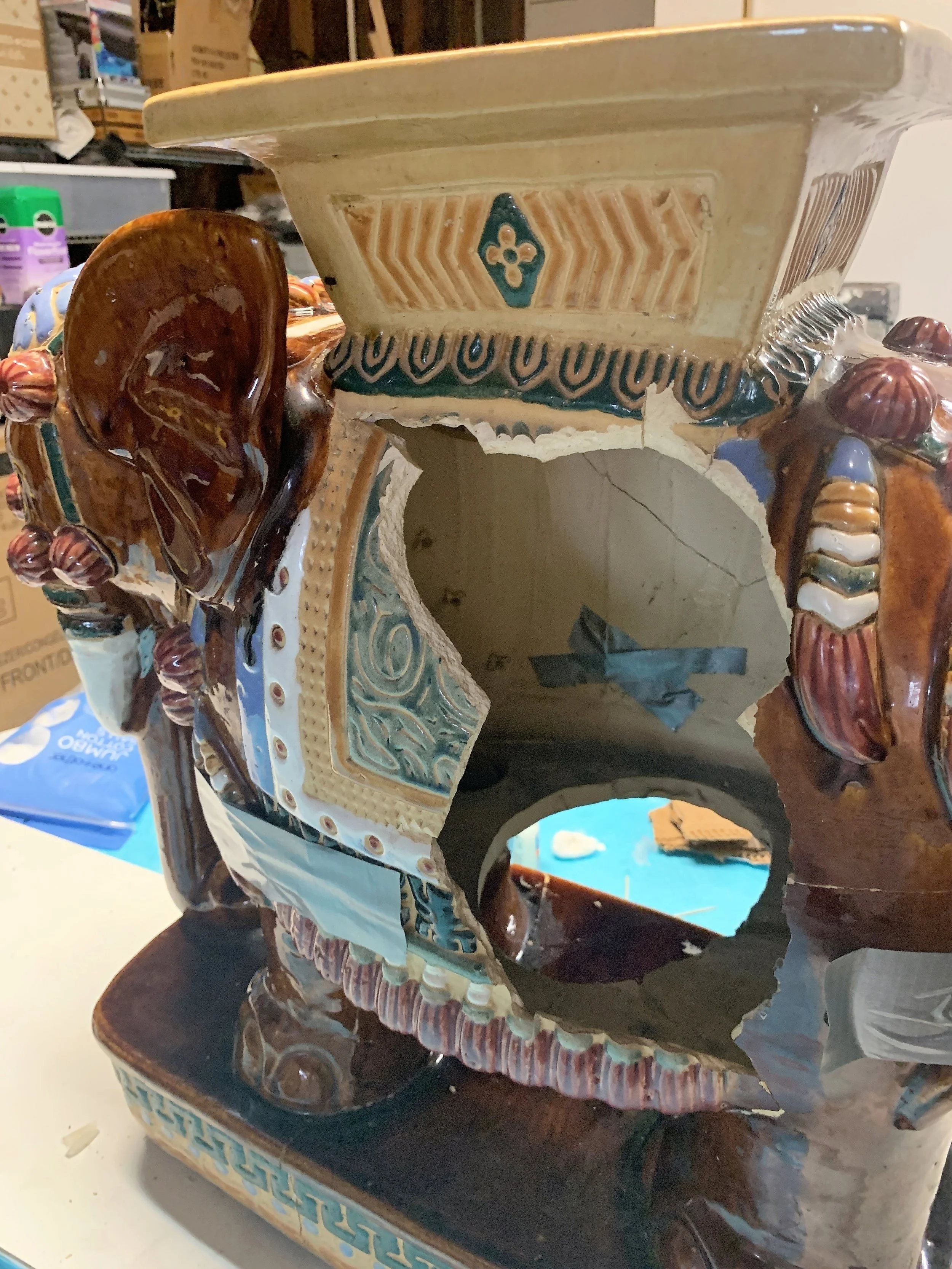 Glazed Terracotta Elephant Restoration — Art & Antique Restoration