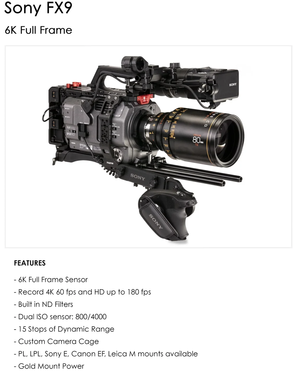 Sony FX9 — OLD FAST GLASS