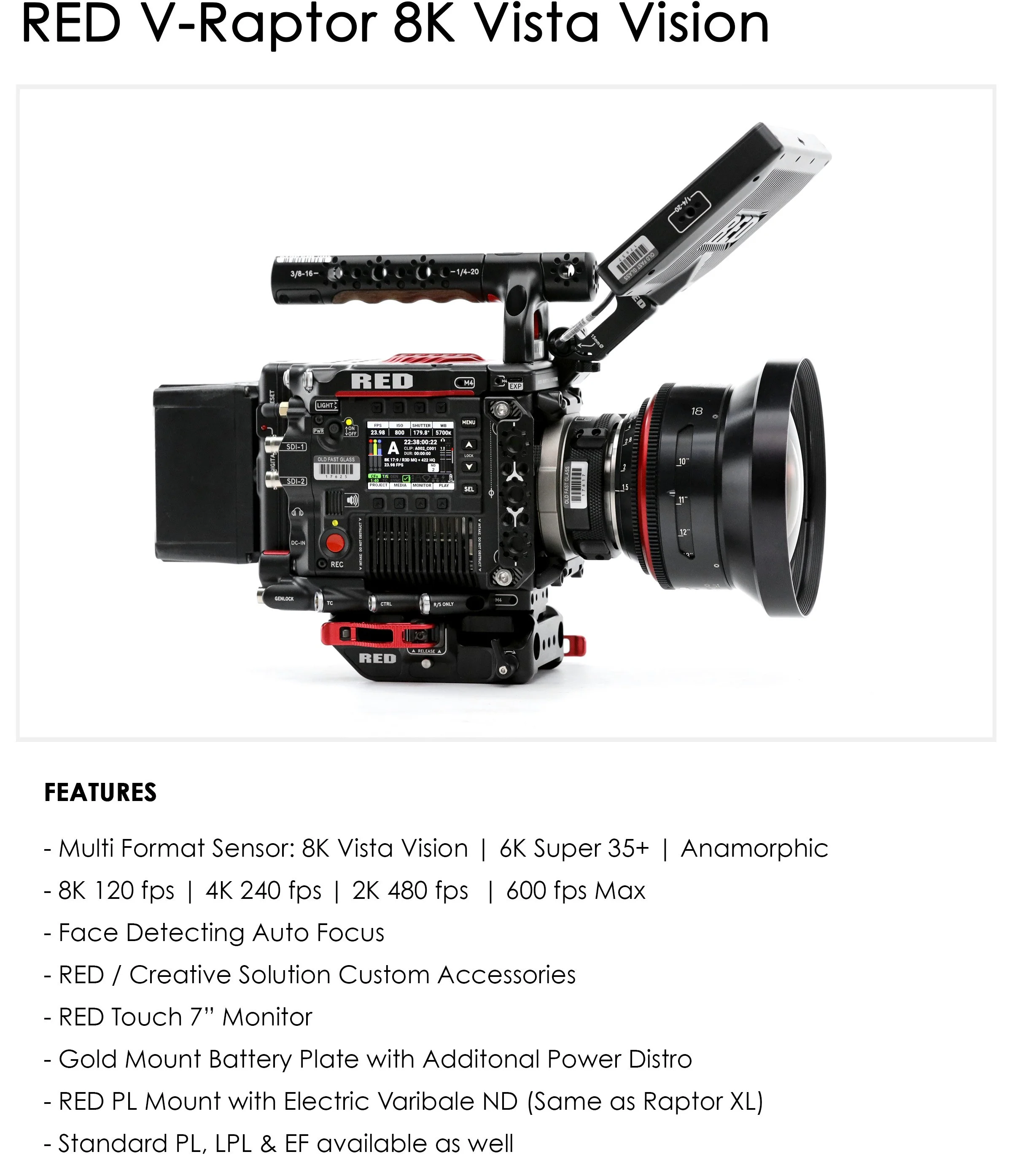 RED V-RAPTOR 8K — OLD FAST GLASS