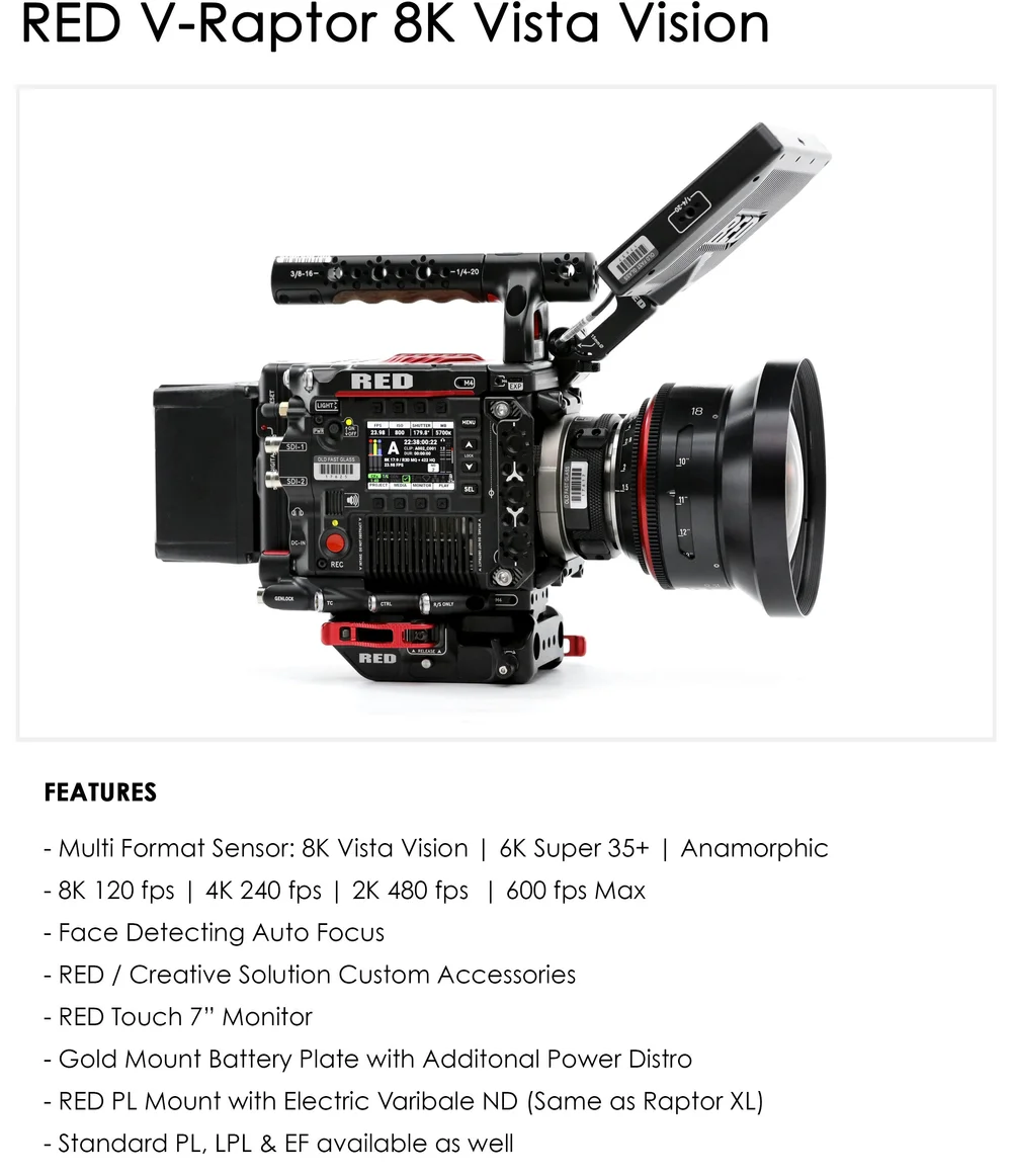 RED V-RAPTOR 8K — OLD FAST GLASS