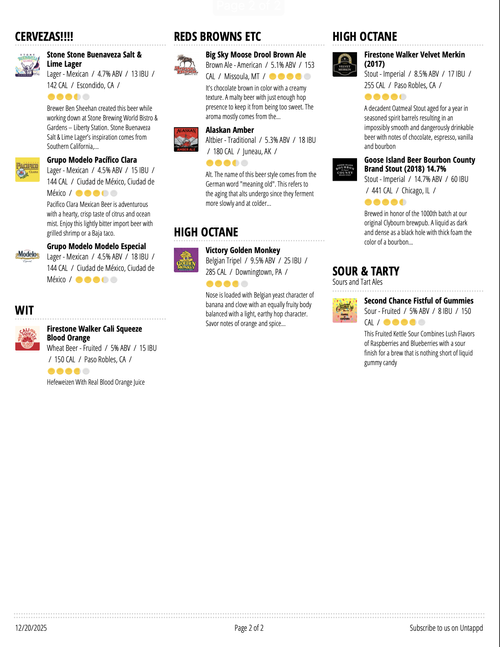 Menus — Kelly's Korner