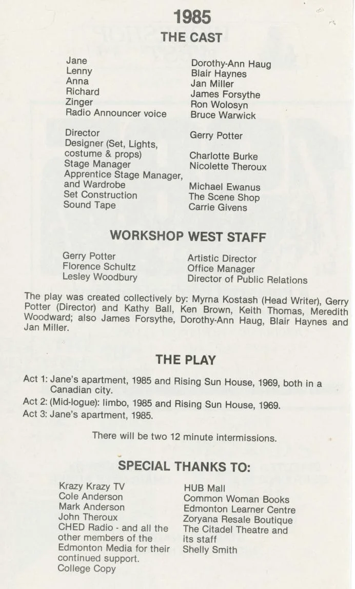 1982/83 Season — Workshop West Playwrights' Theatre