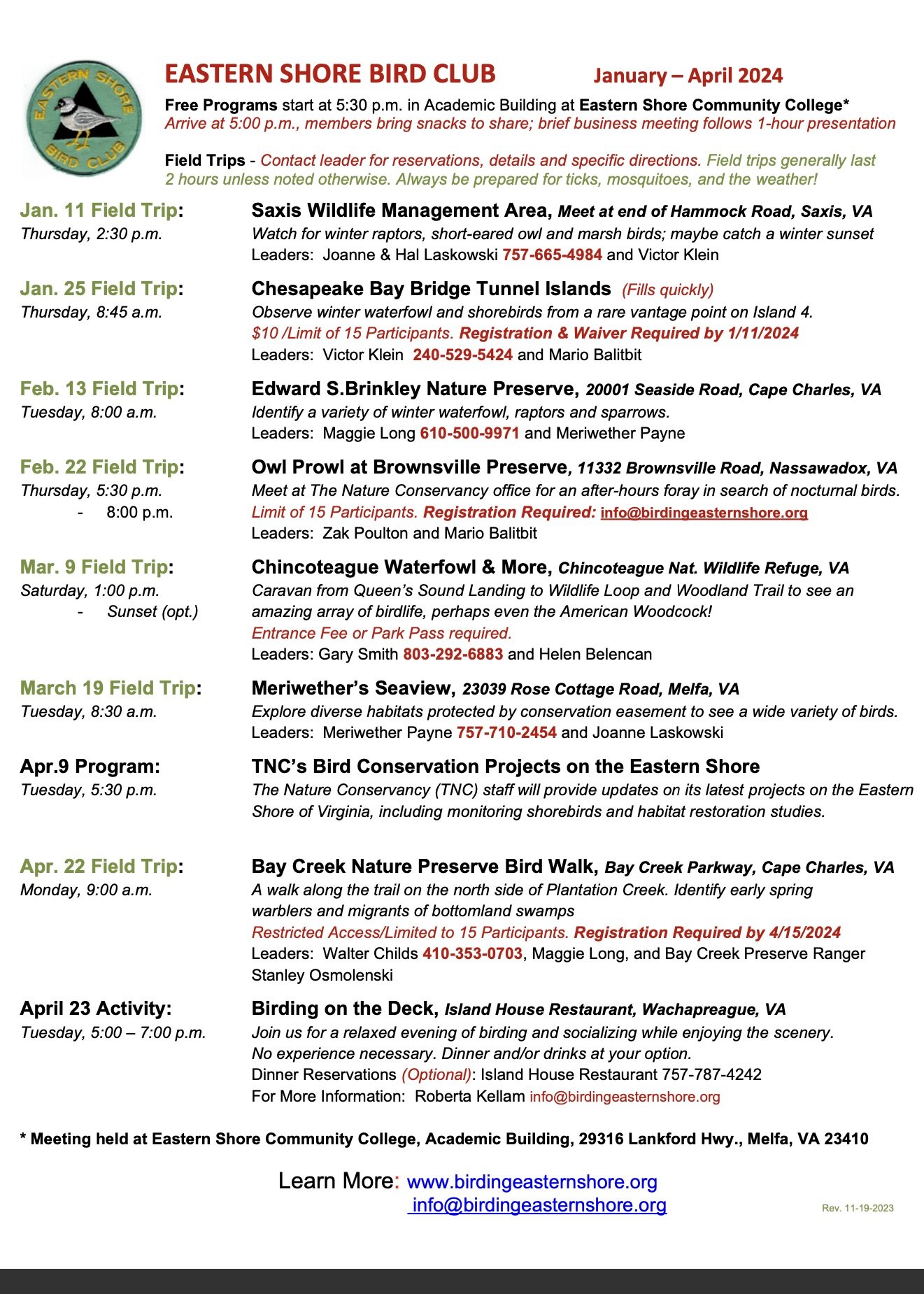 BIRDING EASTERN SHORE-EVENTS