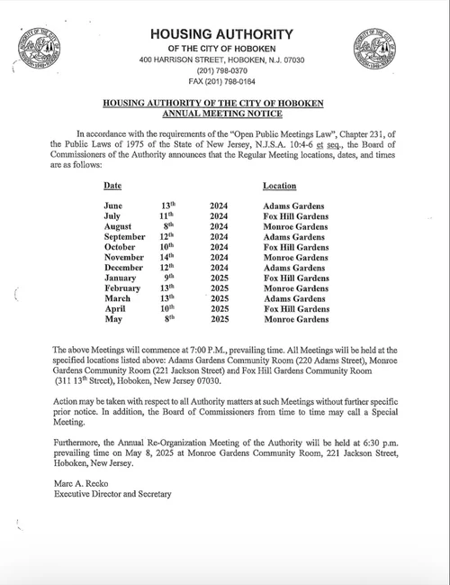 July 11, 2024 Hoboken Housing Board of Commissioners Meeting — Hoboken ...