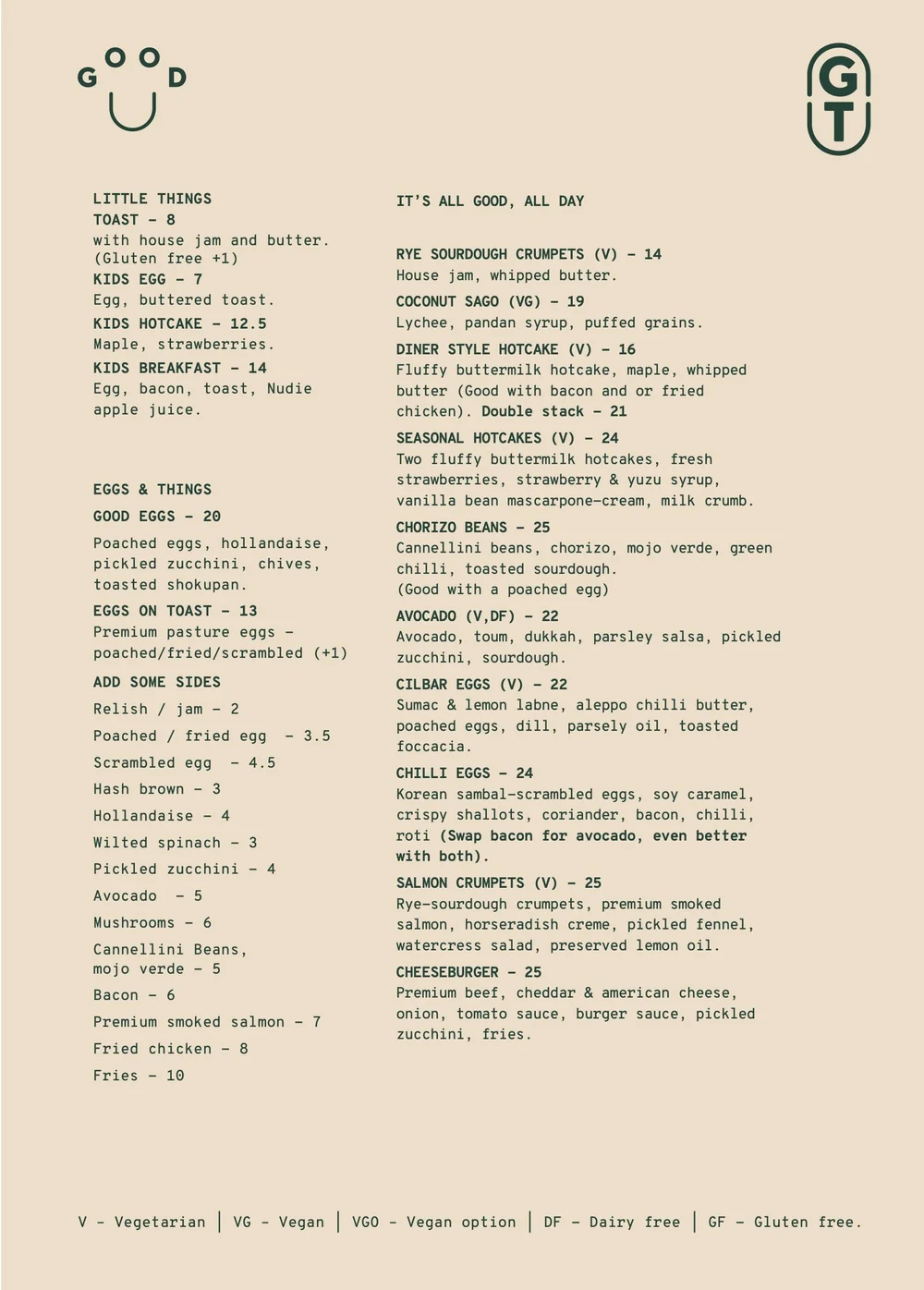 MENU — Good Things