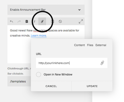 Announcement Bar Button — Ghost Plugins