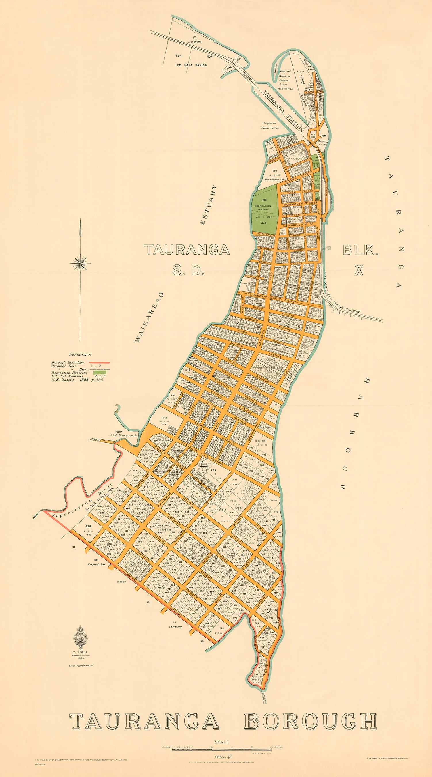 Vintage 1928 Tauranga map | Hand-crafted prints made in New Zealand — a ...