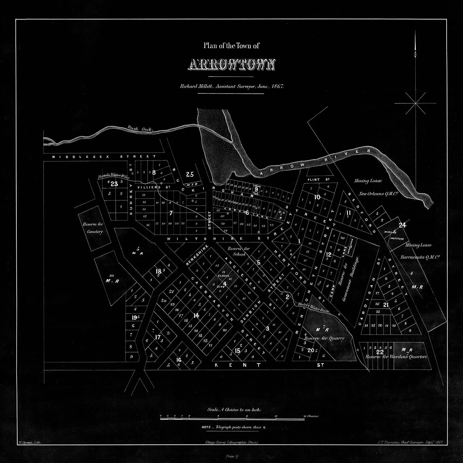 Classic Arrowtown map (1867) | Acrylic & ACM Prints — a great backyard