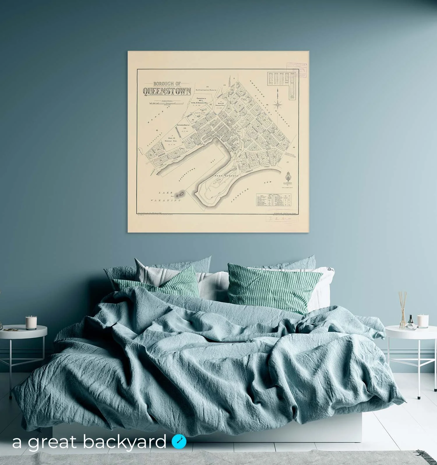 Vintage 1929 Queenstown map | Acrylic & ACM Prints — a great backyard