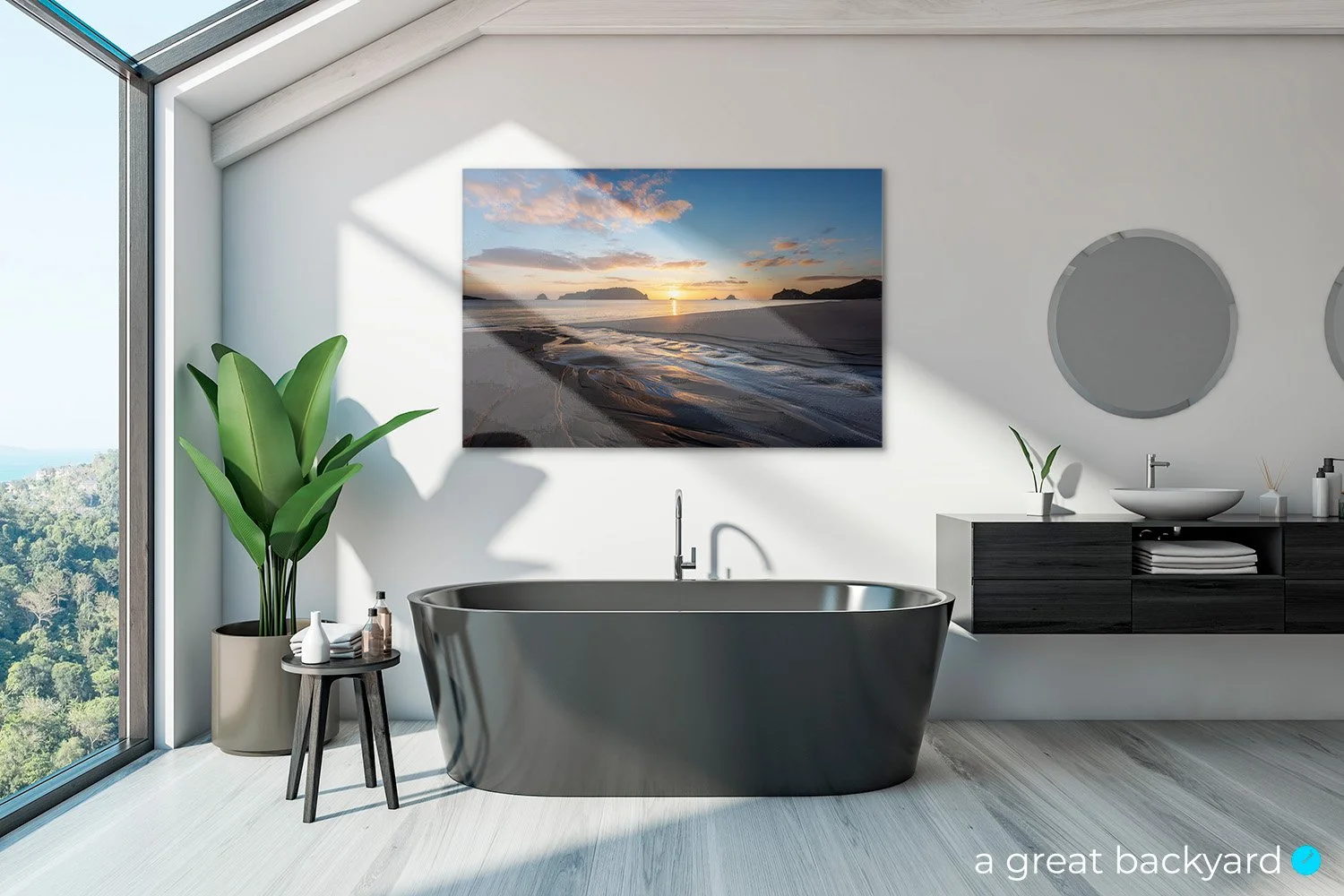 Hahei Dawn by Corin Walker Bain | Acrylic & ACM prints — a great backyard