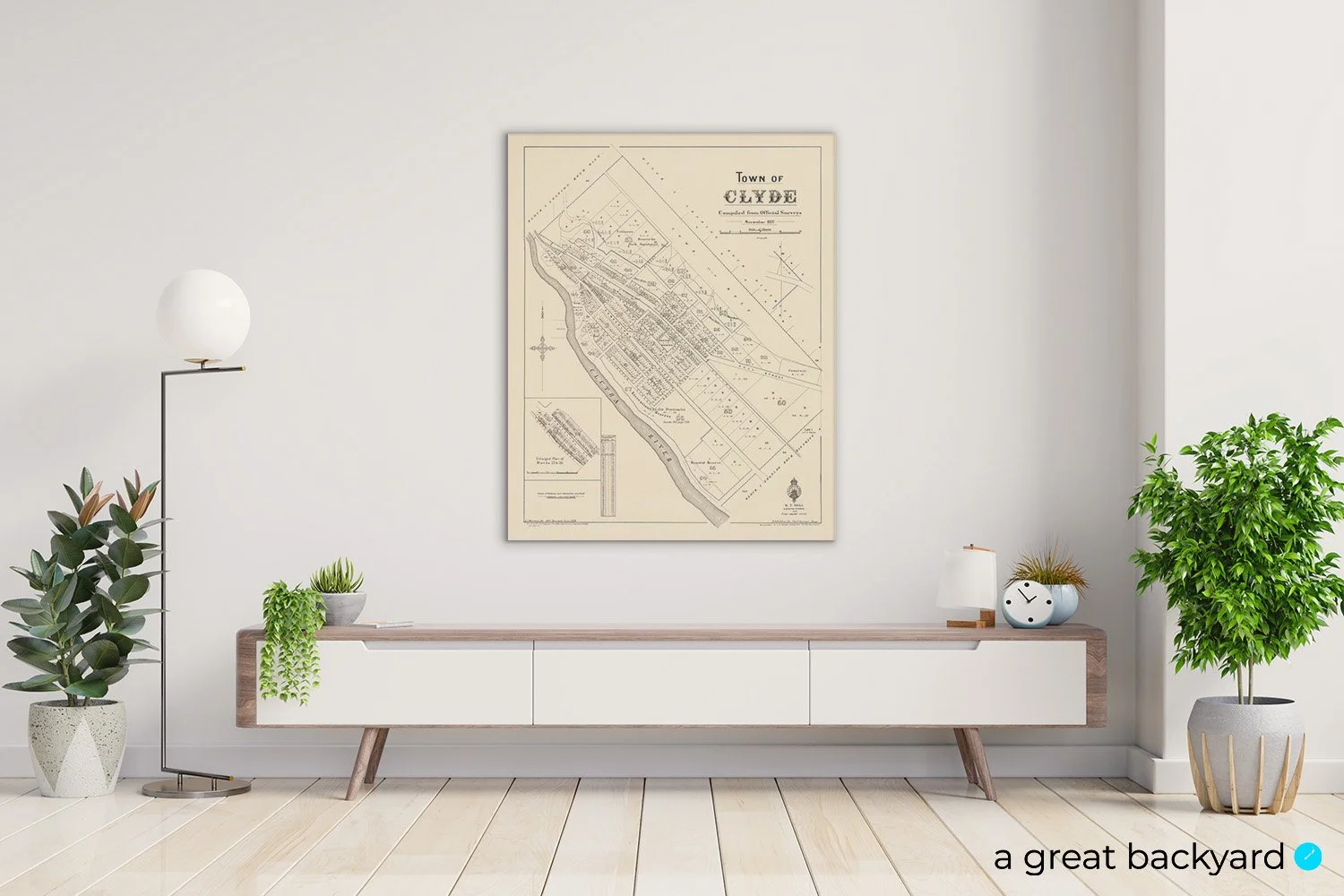 Vintage map of Clyde (1928) | Gallery quality acrylic & ACM Prints — a ...