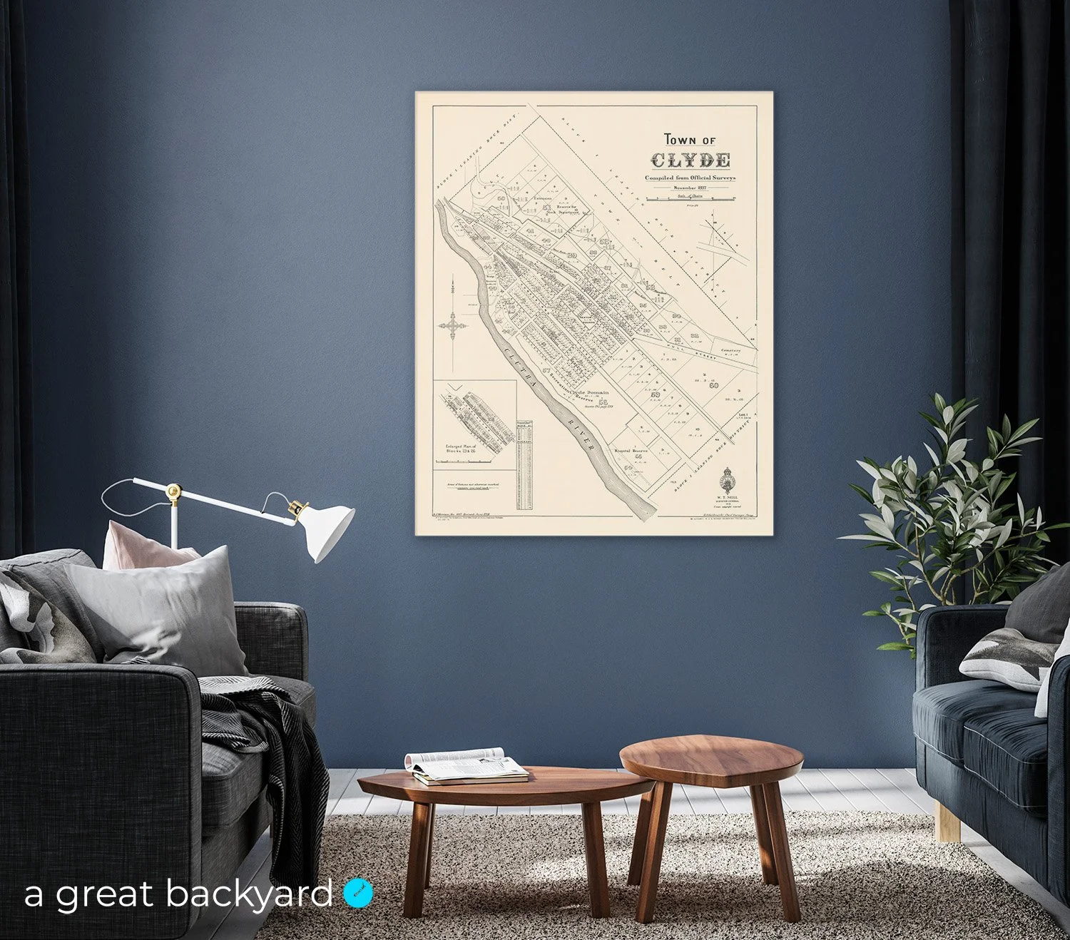 Vintage map of Clyde (1928) | Gallery quality acrylic & ACM Prints — a ...