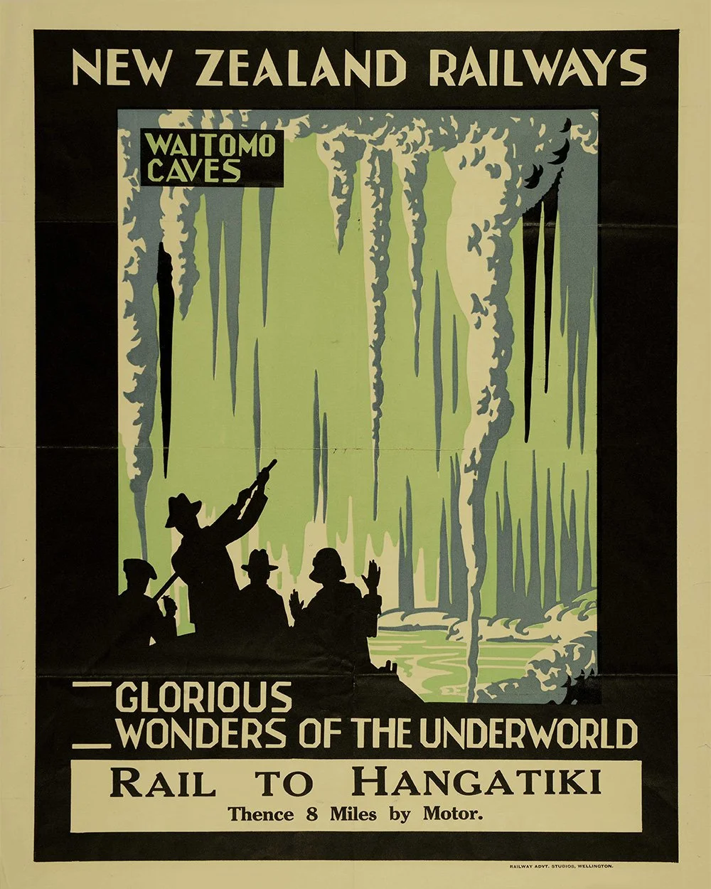 Vintage Waitomo Caves Travel Poster | Acrylic & ACM prints — a great ...