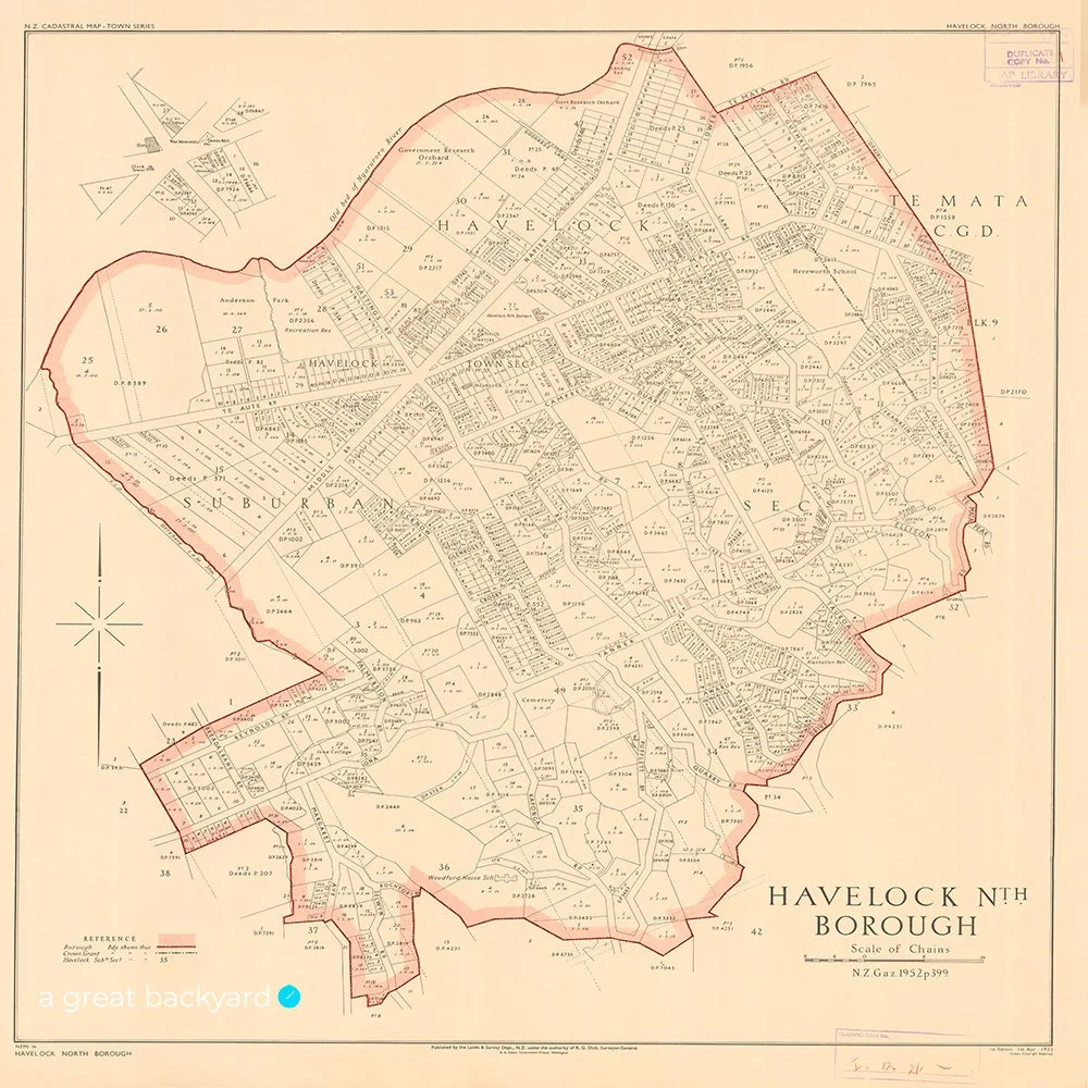 Historical Havelock North Map (1952) | Hand crafted prints made in New ...
