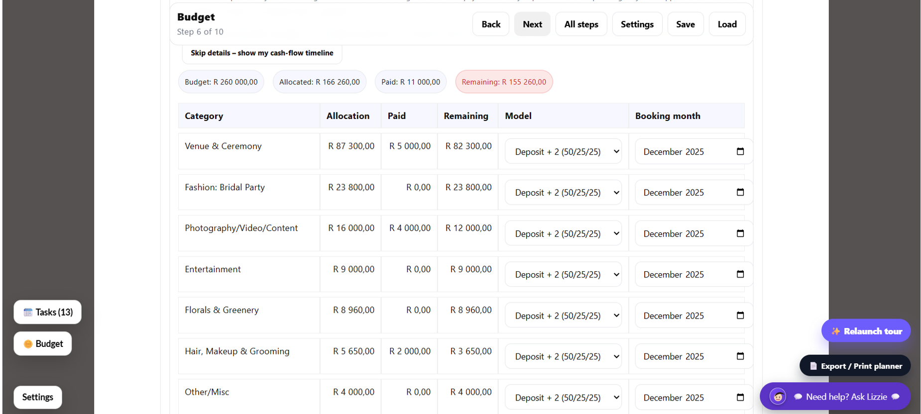 Free Wedding Planner South Africa | Bridal Alchemy Budget + Vendors ...