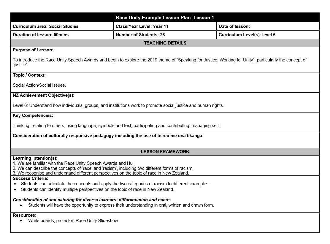 Teachers Sample Slides — Race Unity Speech Awards