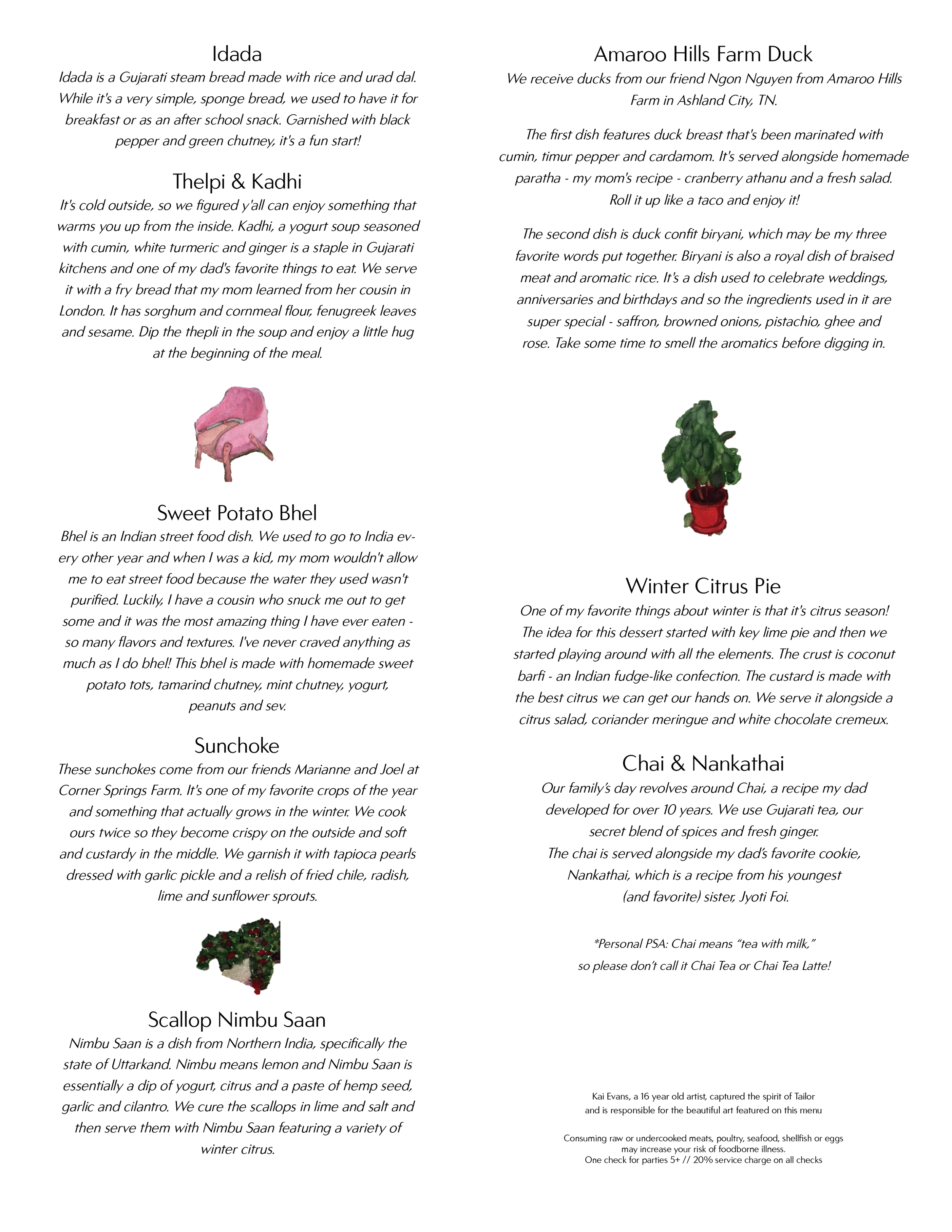 Menu — Tailor Nashville, A Unique Dining Experience