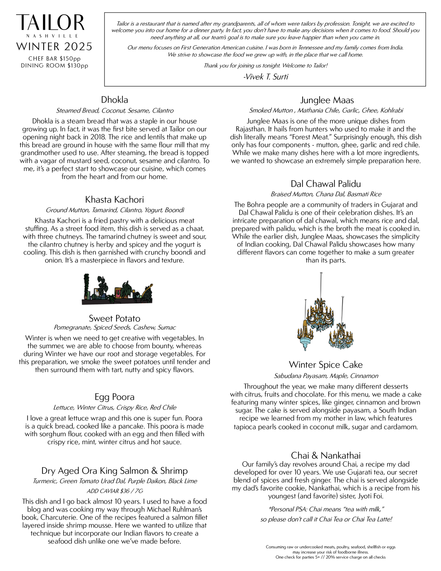 Menu — Tailor Nashville, A Unique Dining Experience