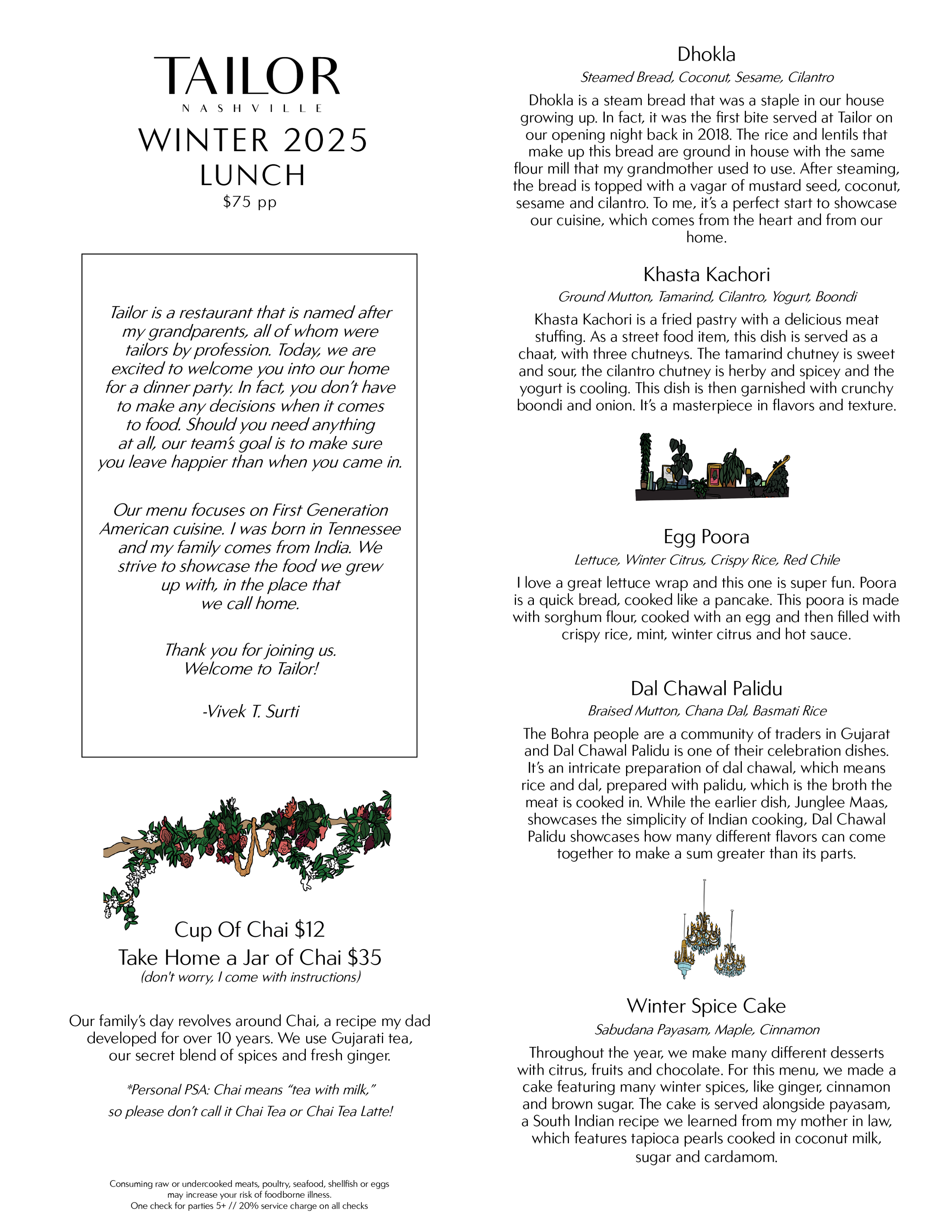 Menu — Tailor Nashville, A Unique Dining Experience