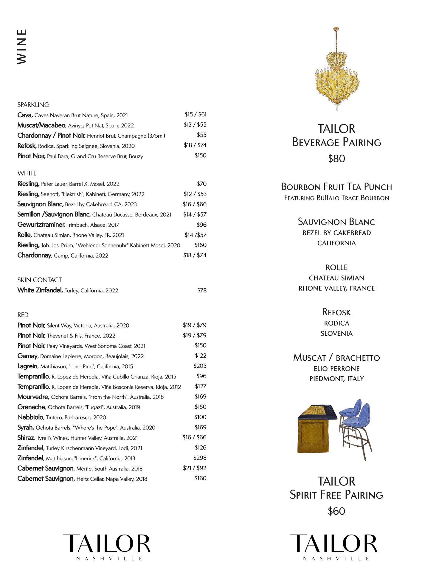Menu — Tailor Nashville, A Unique Dining Experience