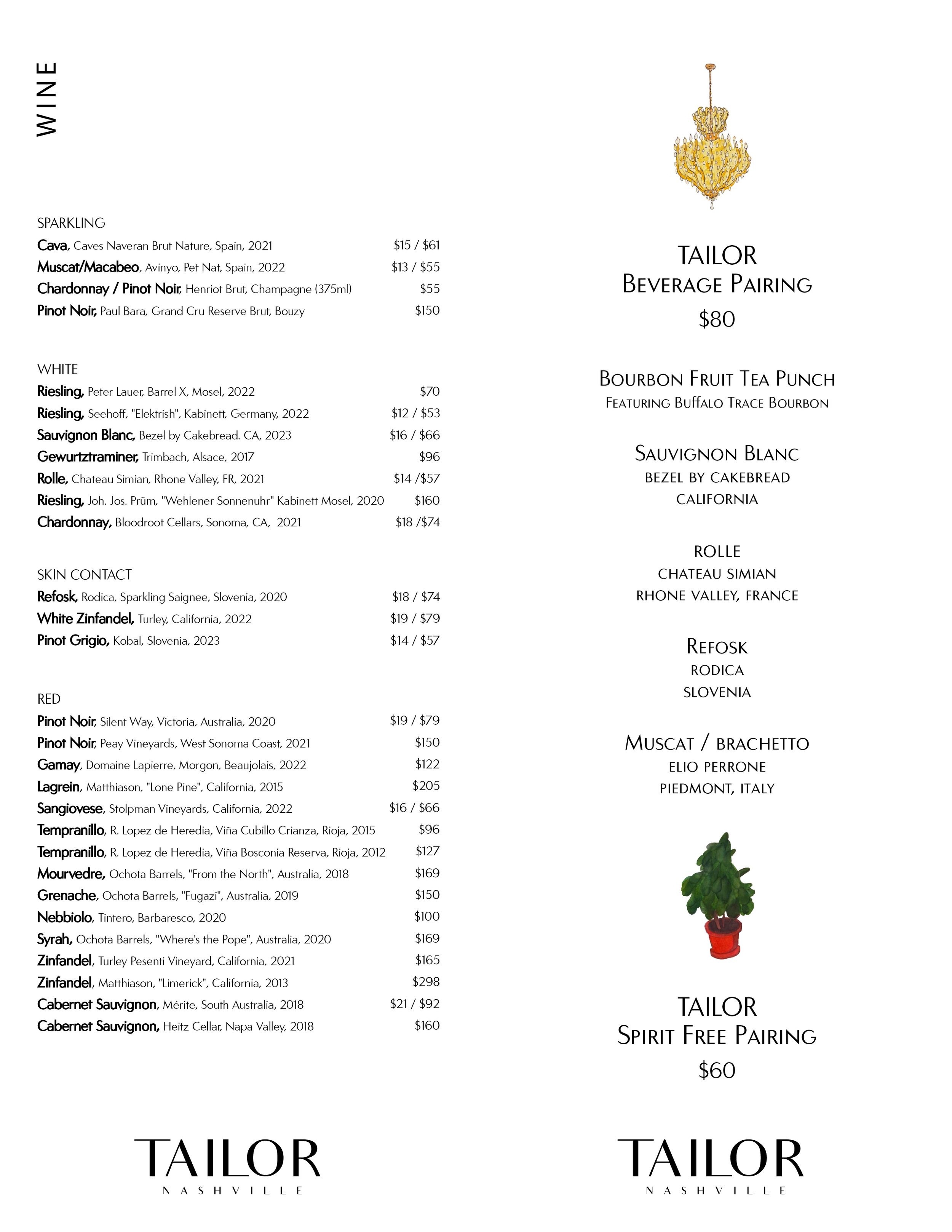 Menu — Tailor Nashville, A Unique Dining Experience