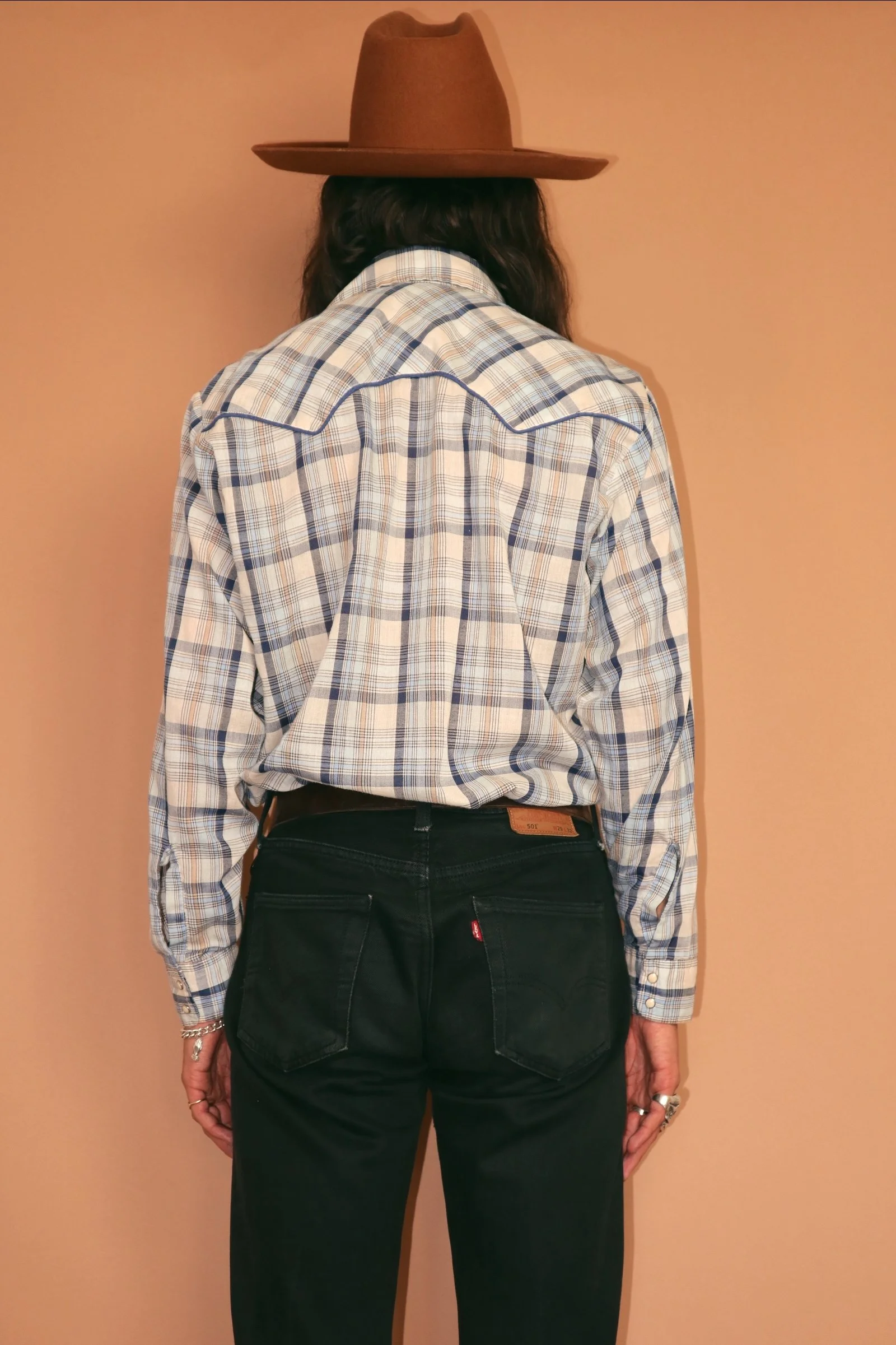 VINTAGE LEVIS BLUE PLAID COTTON AUTHENTIC WESTERN SHIRT - XL (SLIM ...