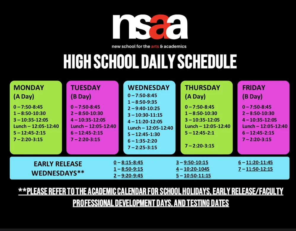 Daily Schedule — New School for the Arts & Academics