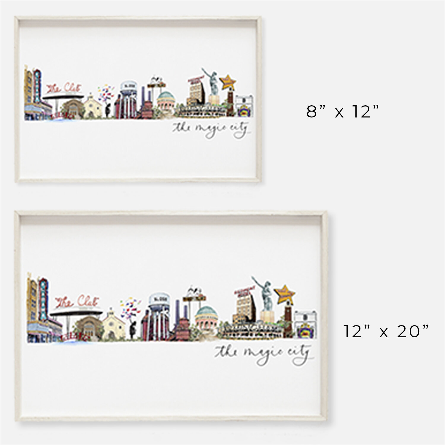 Birmingham Cityscape Art Print — The Cardinal Collective