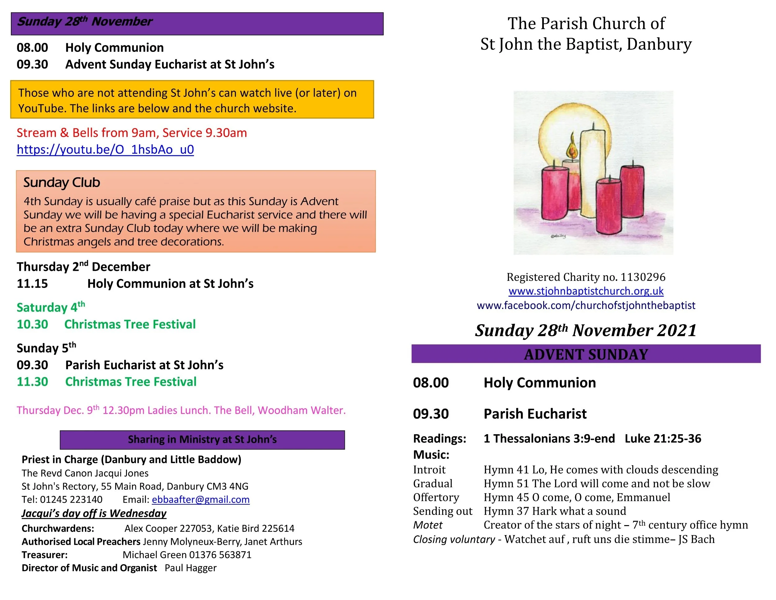 Pew Leaflet — Parish Church of St John the Baptist, Danbury