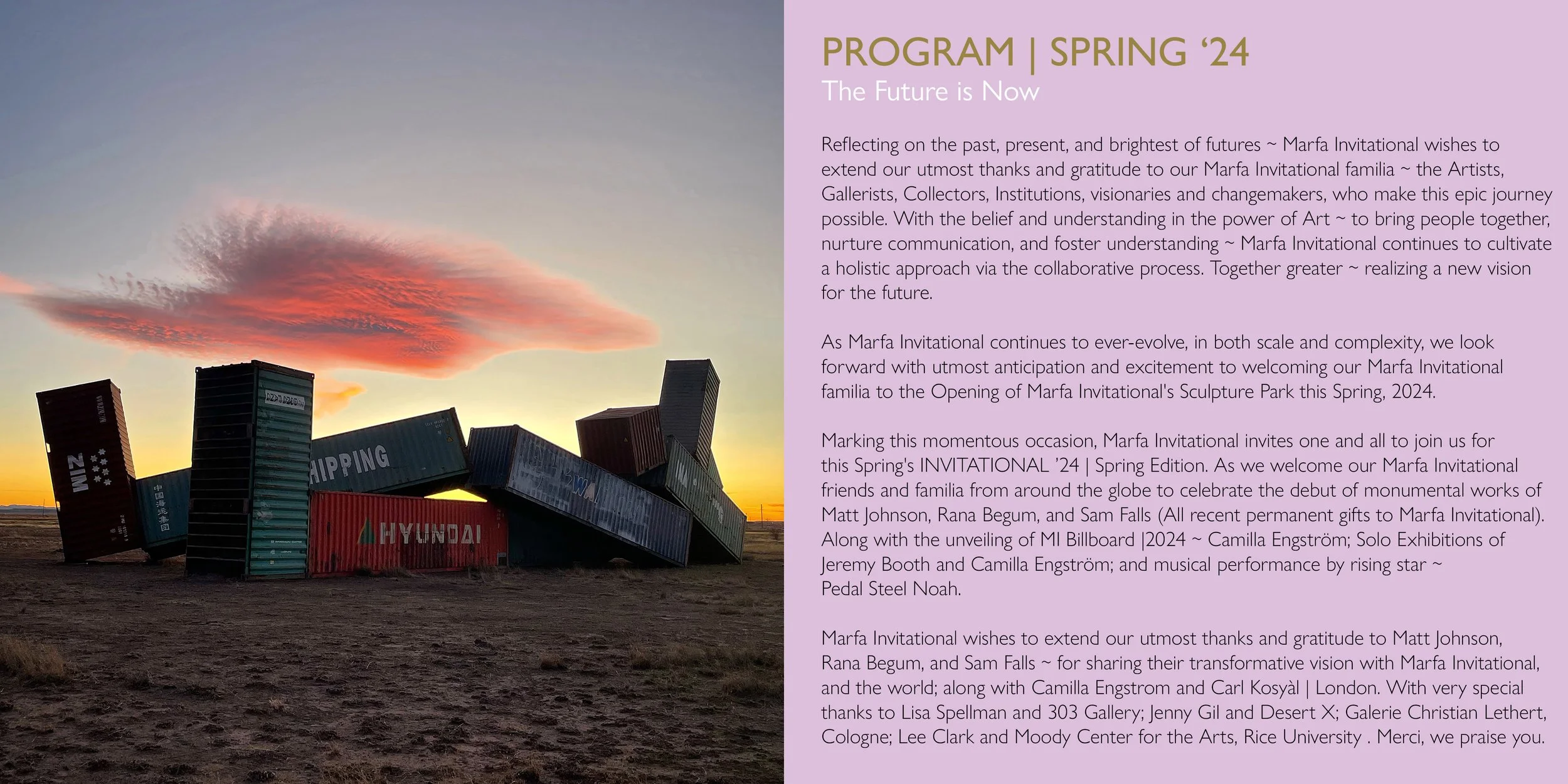 INVITATIONAL — MARFA INVITATIONAL