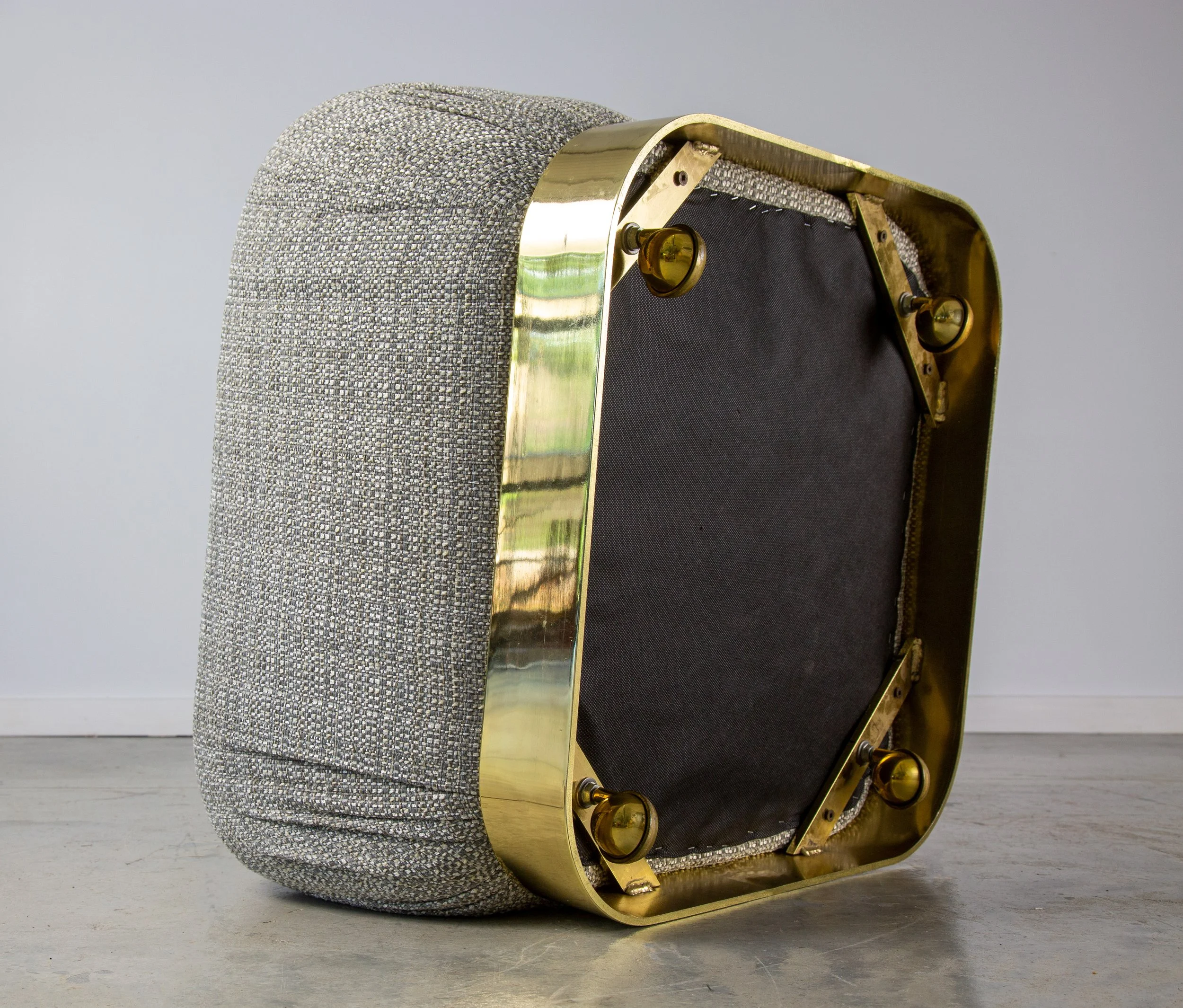 1980s Karl Springer Style Rolling Soufflé Ottoman/pouf with solid brass ...