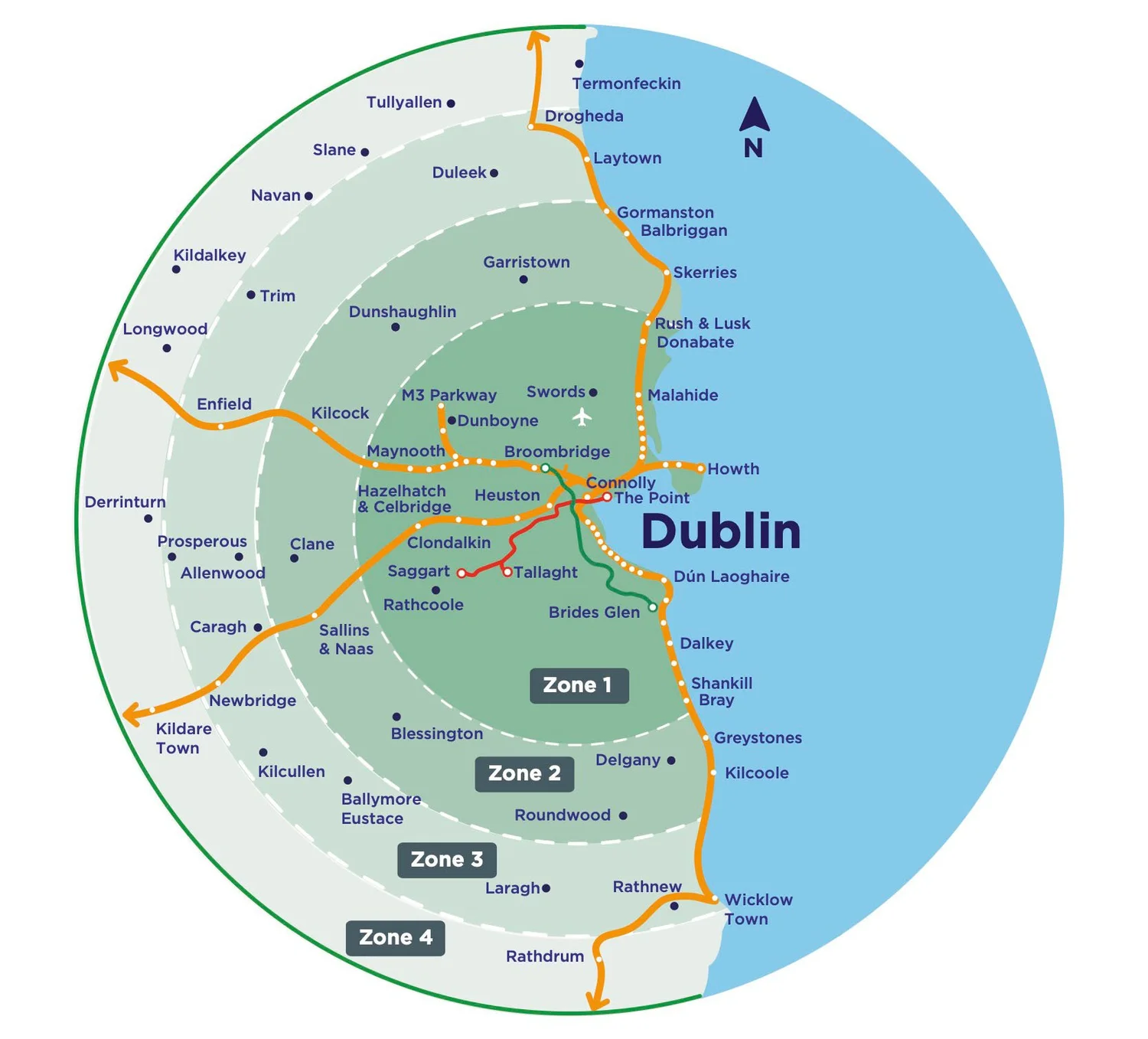 Leap Card Zones in Dublin — Fare Information — Dublin Public Transport ...