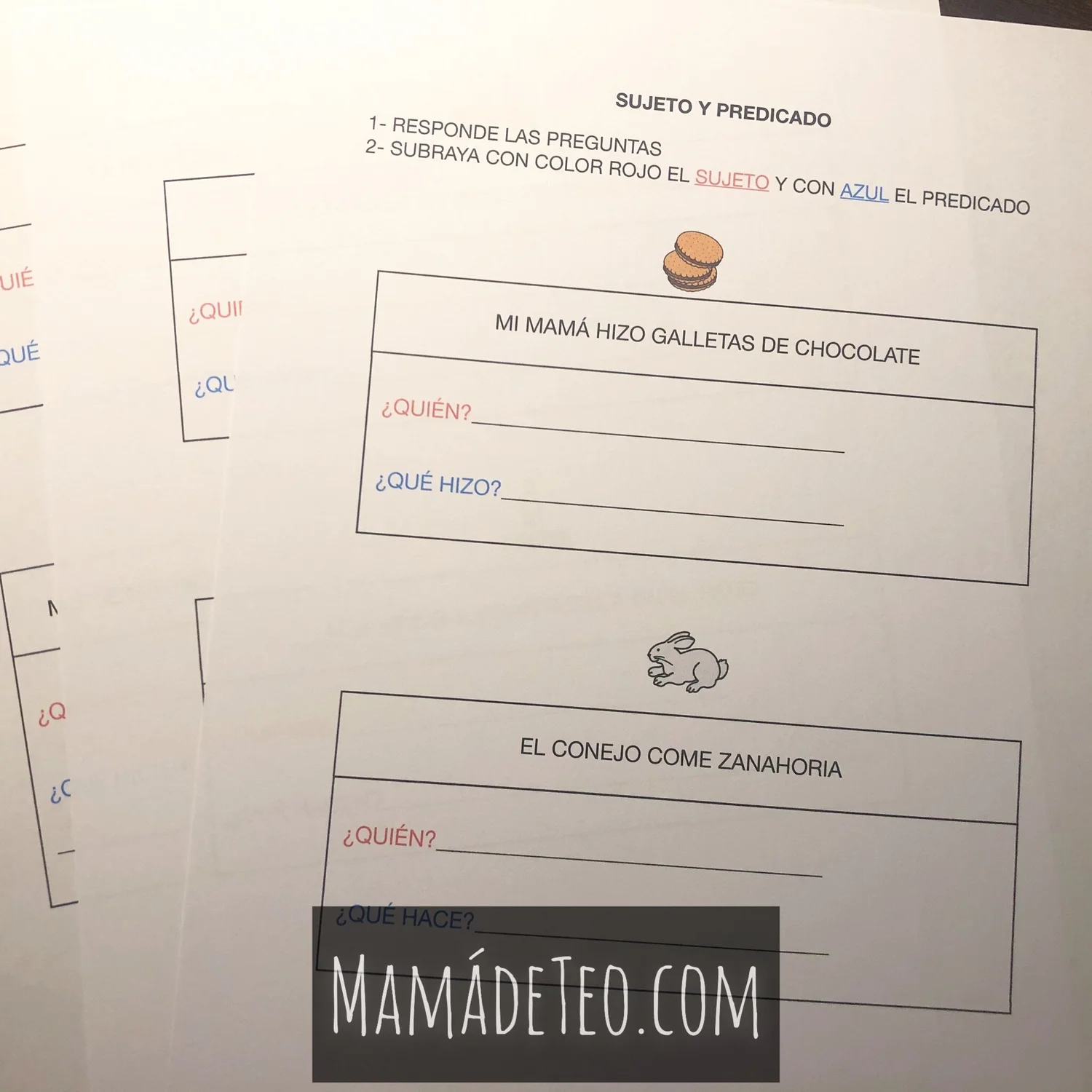 Verbos, sujeto y predicado con apoyos visuales — Mamá de Teo ...