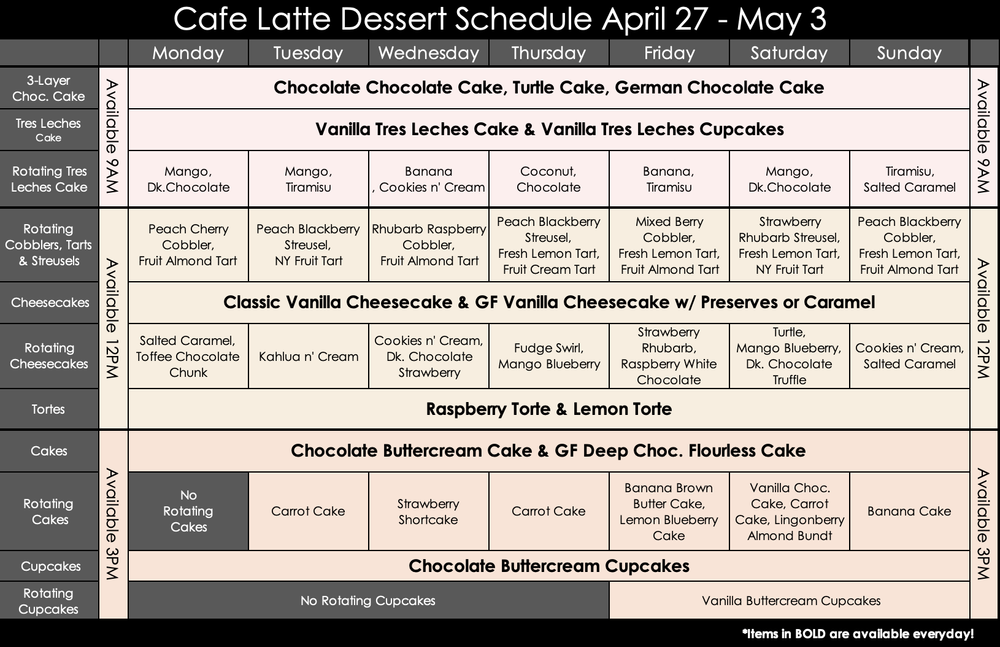 Desserts — Cafe Latte