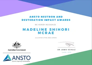 Congratulations to Maddy for being awarded the 2022 ANSTO’s Neutron and ...