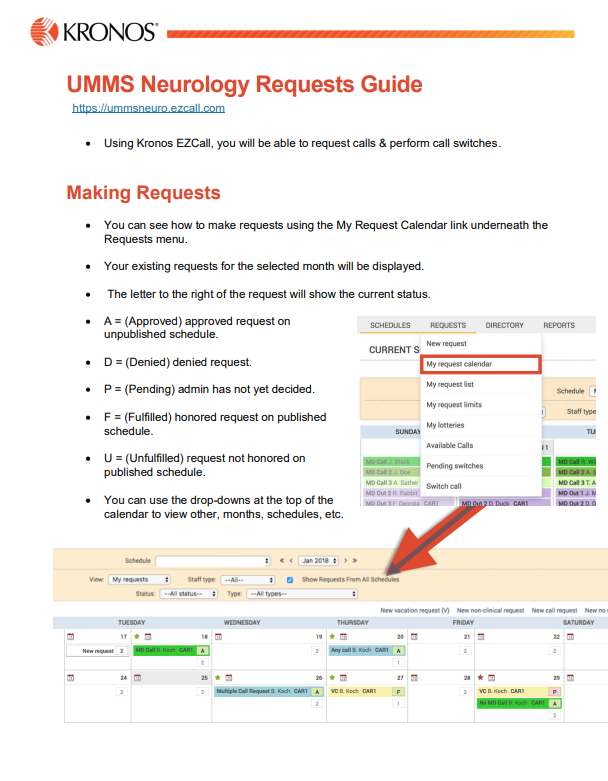 Kronos EZCall Use & Tipsheet — Resident Handbook